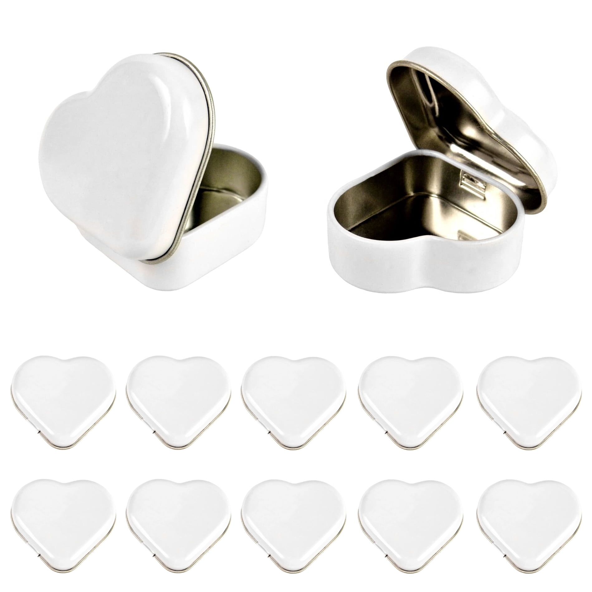 White Heart Shape Pocket Tin, 2 inches small tin, used for Jewelry ...