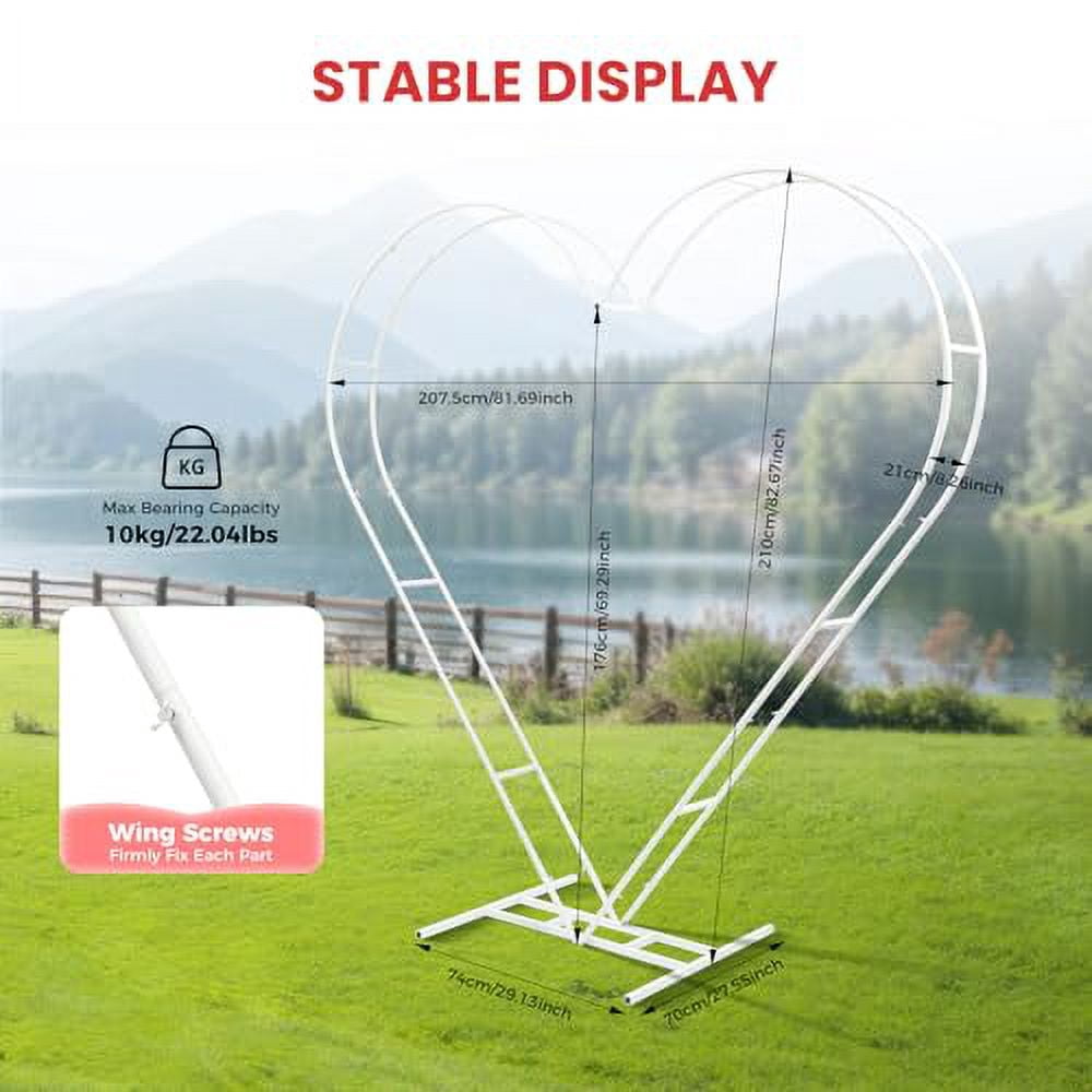 White Heart Shape Wedding Metal Arch Stand, Backdrop Flower Holder ...