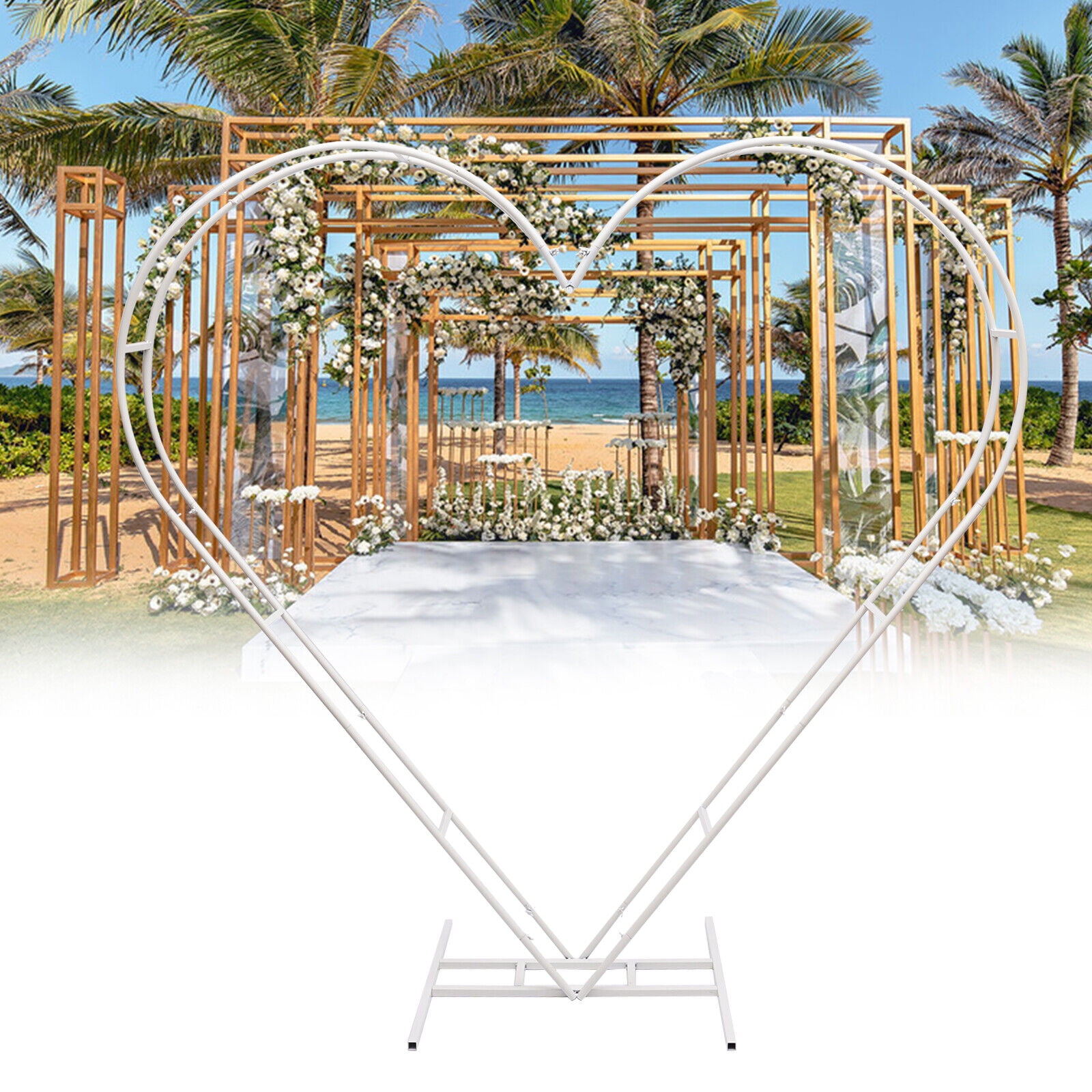 White Heart-Shaped Metal Wedding Arch Balloon Stand Frame for ...