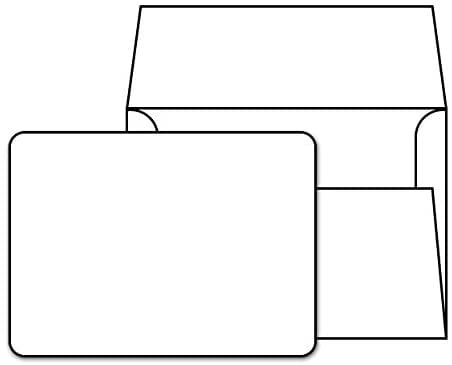 White Heavy Blank Note Cards with Rounded Corners and Envelopes Size ...