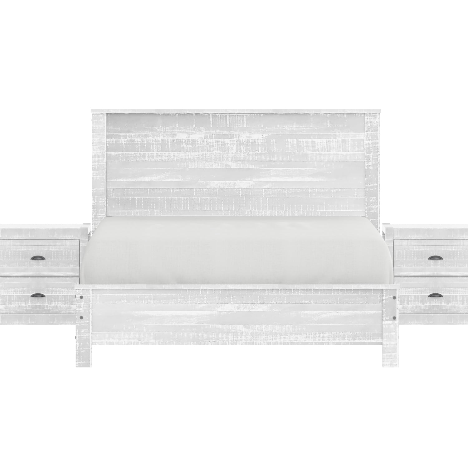 White Heavy Duty Solid Wood 3 Piece Full Bed Set Including Full Size ...