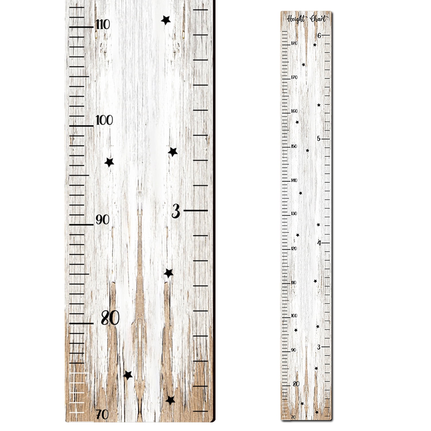 White Height Chart for Kids, Double Graduated Ruler Growth Chart for ...