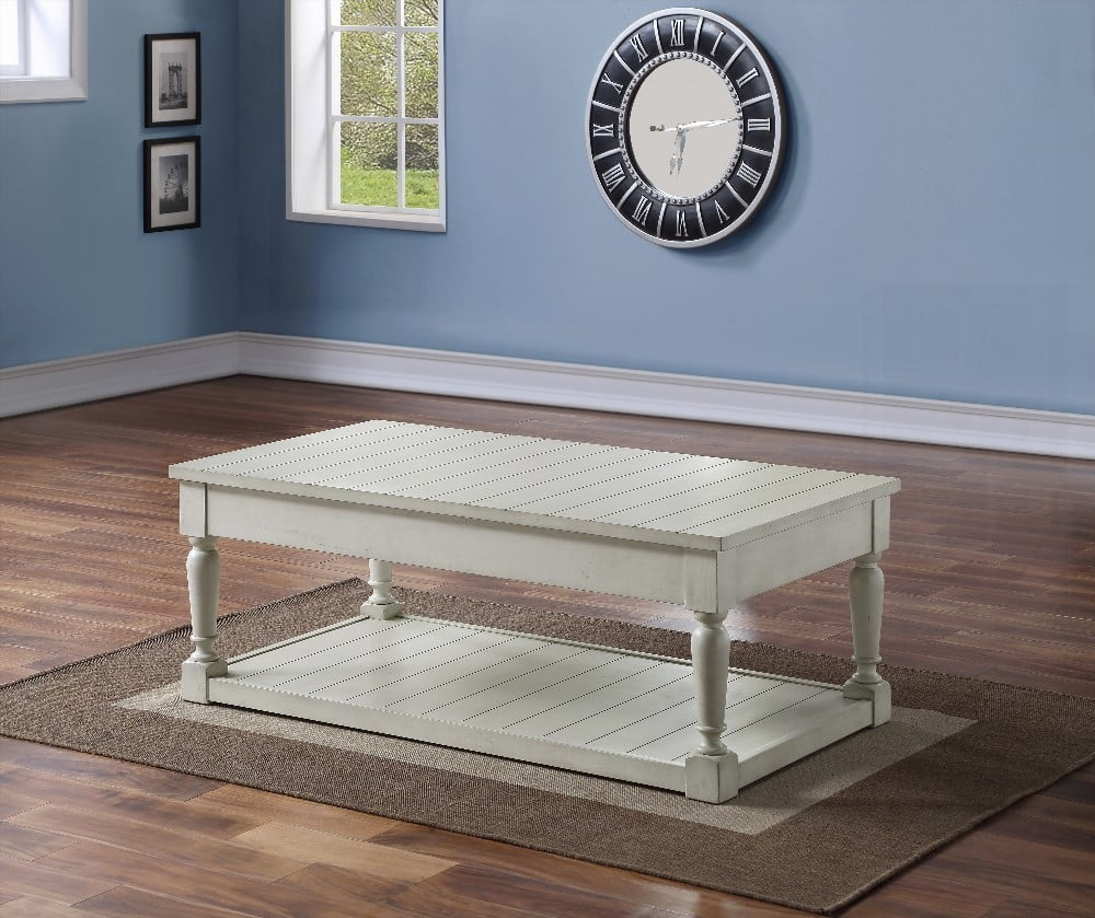 White Hemingway Coffee Table with Lift Top and Alabaster Finish for a ...
