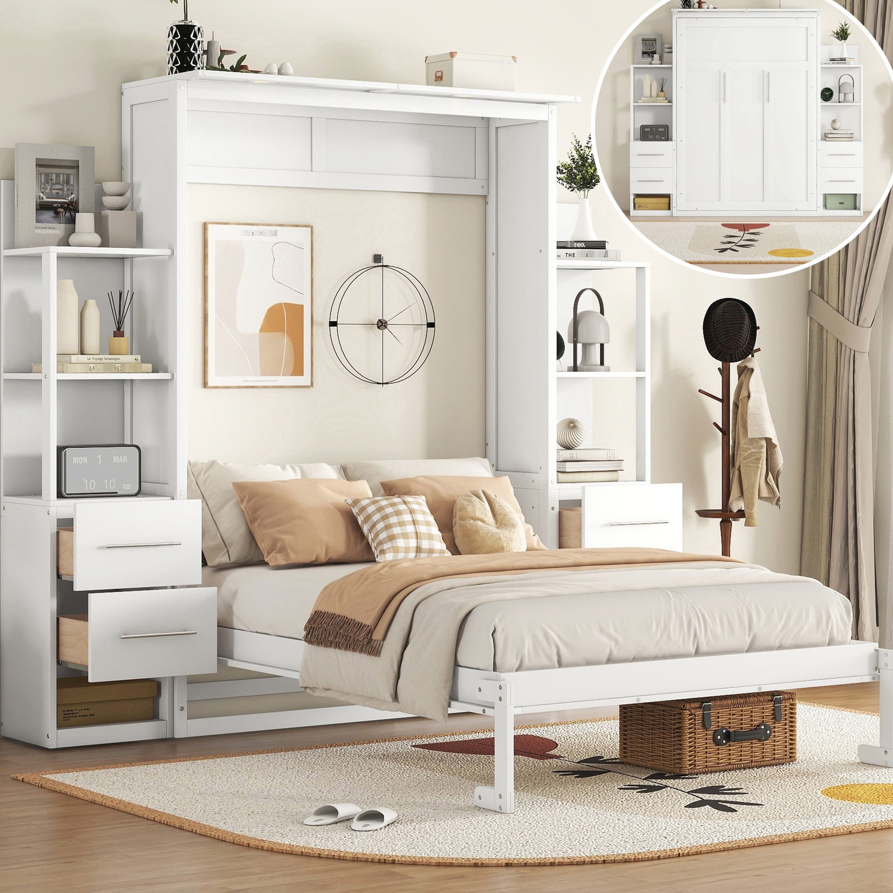 White - Hide Away Bed - Multi - use Space - Store Items - Walmart.com