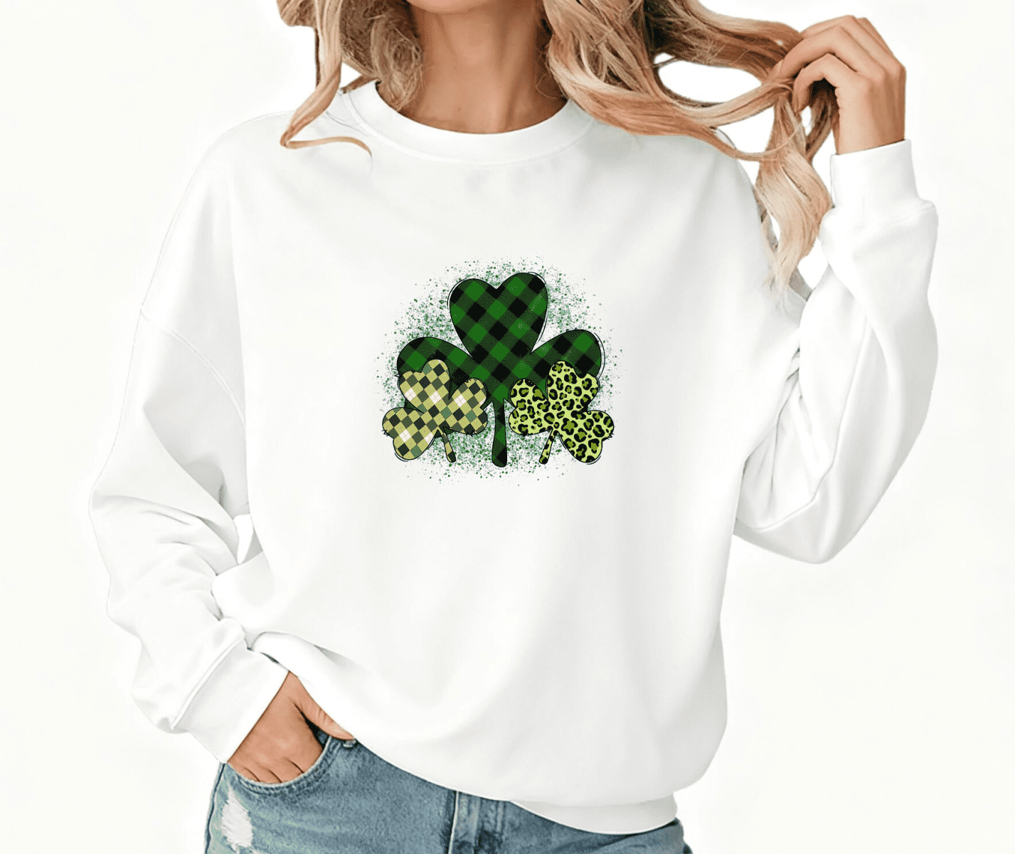White High quality Print Sweatshirt Graphic Sweatshirt S-3XL Green ...