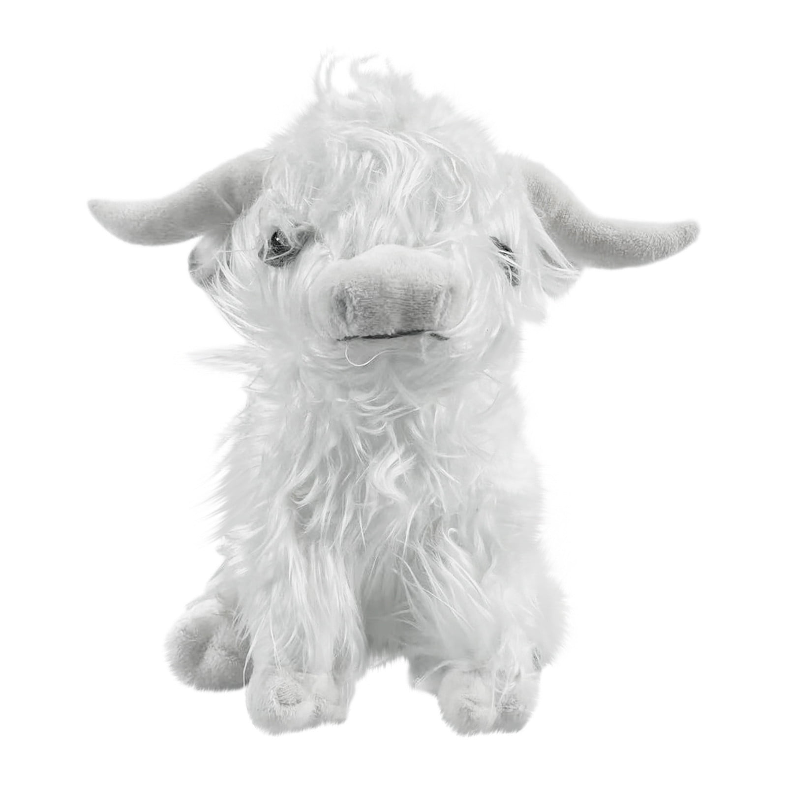 White Highland Cow Plush Toy Realistic Long Hair Stuffed Animal Soft ...