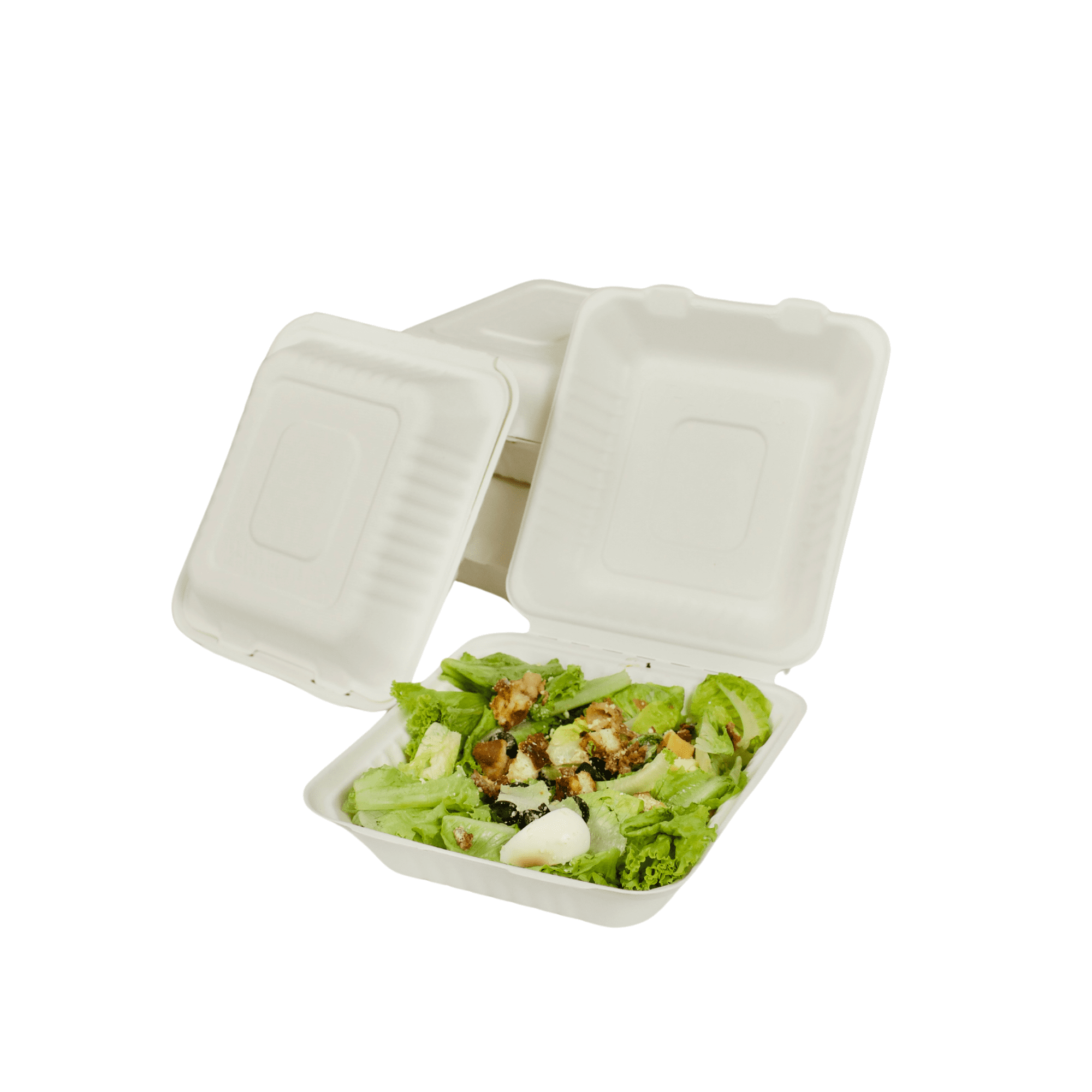 White Hinged Clamshell Take Out Food Containers [100 Pack] Heavy Duty ...