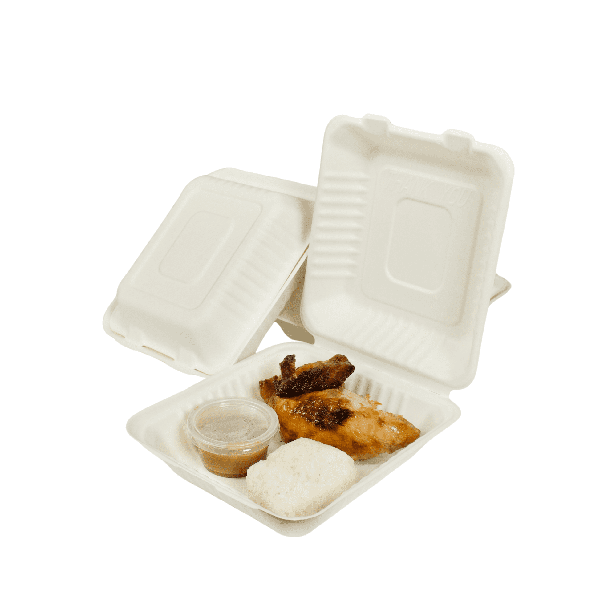 White Hinged Clamshell Take Out Food Containers [100 Pack] Heavy Duty ...