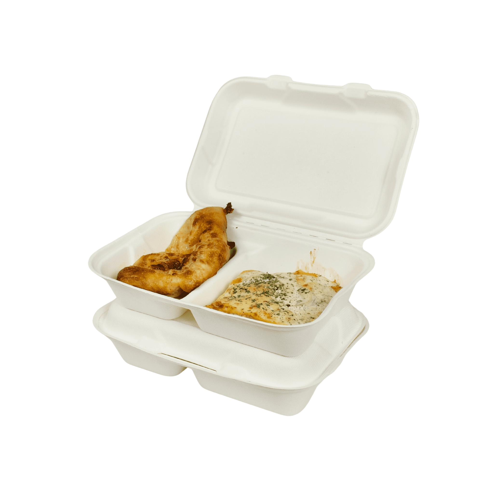 White Hinged Clamshell Take Out Food Containers [100 Pack] Heavy Duty ...