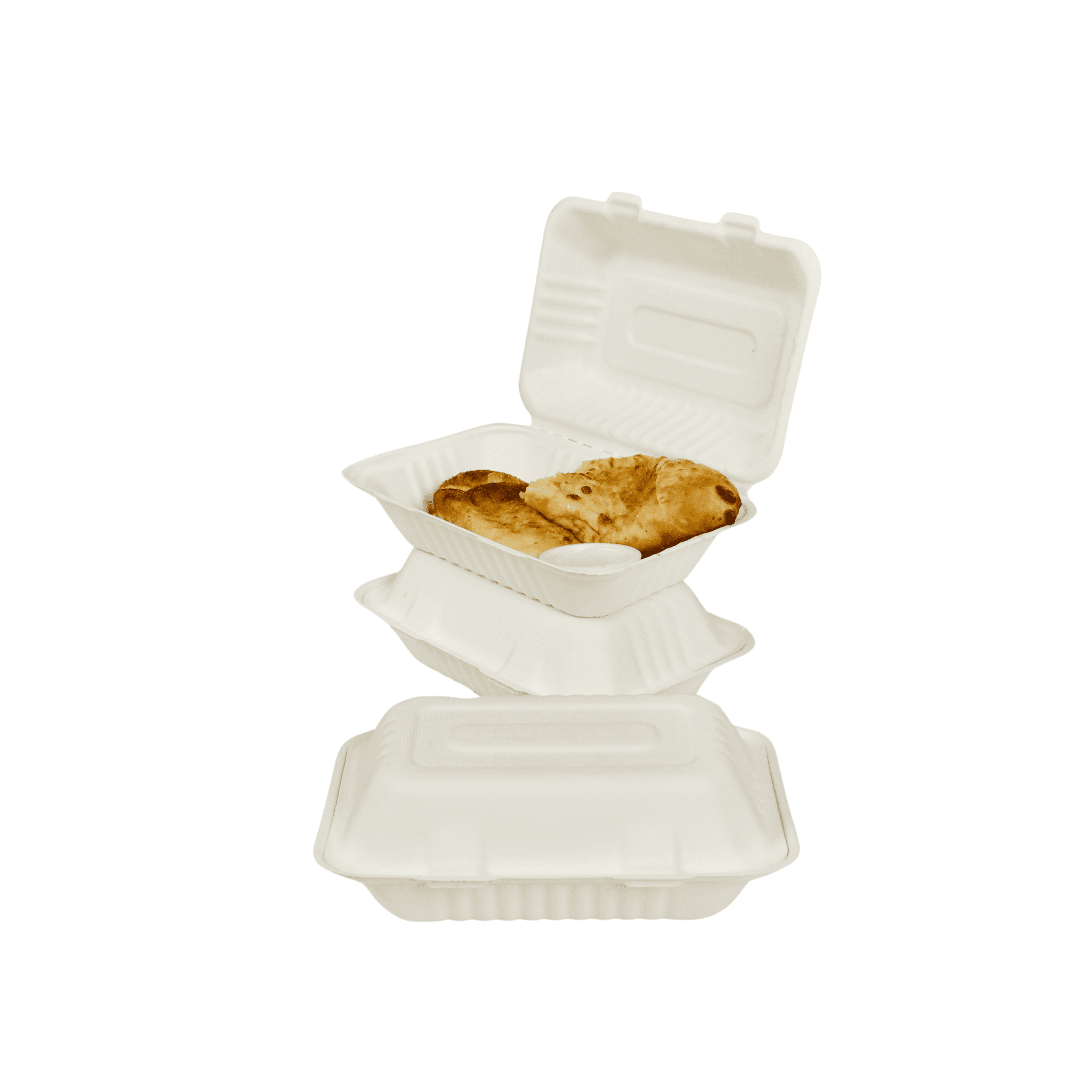 White Hinged Clamshell Take Out Food Containers [100 Pack] Heavy Duty ...