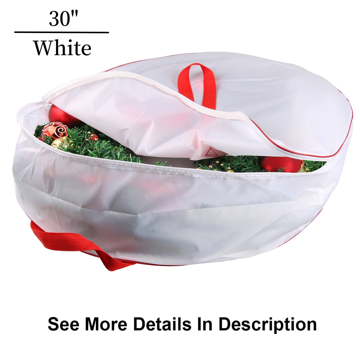 White Holiday Christmas Wreath Storage Bag For 30" Inch Wreaths with ...