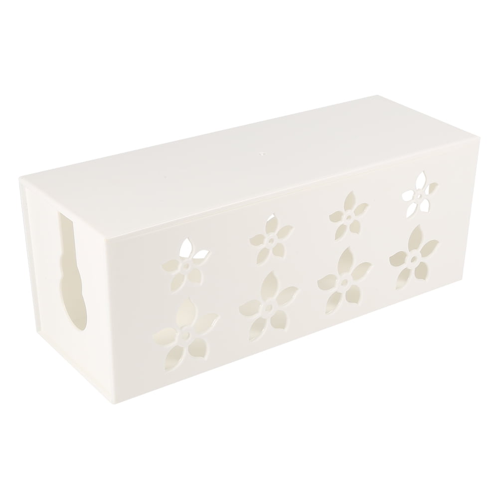 White Home Office Cable Management Box Wire Power Strip Tidy Storage ...