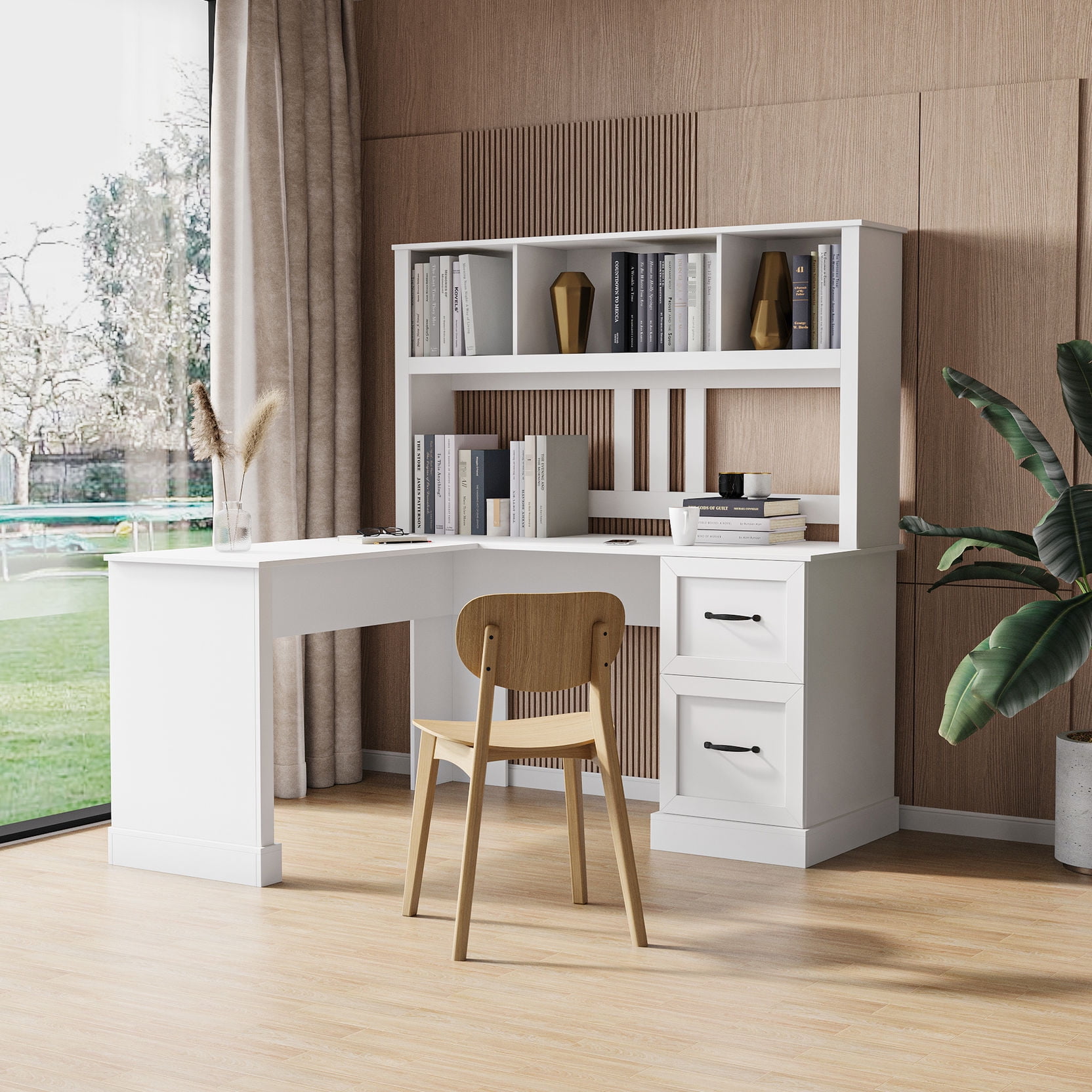 White Home Office Desk with Drawers, Economic Storage / Ideal for Small ...