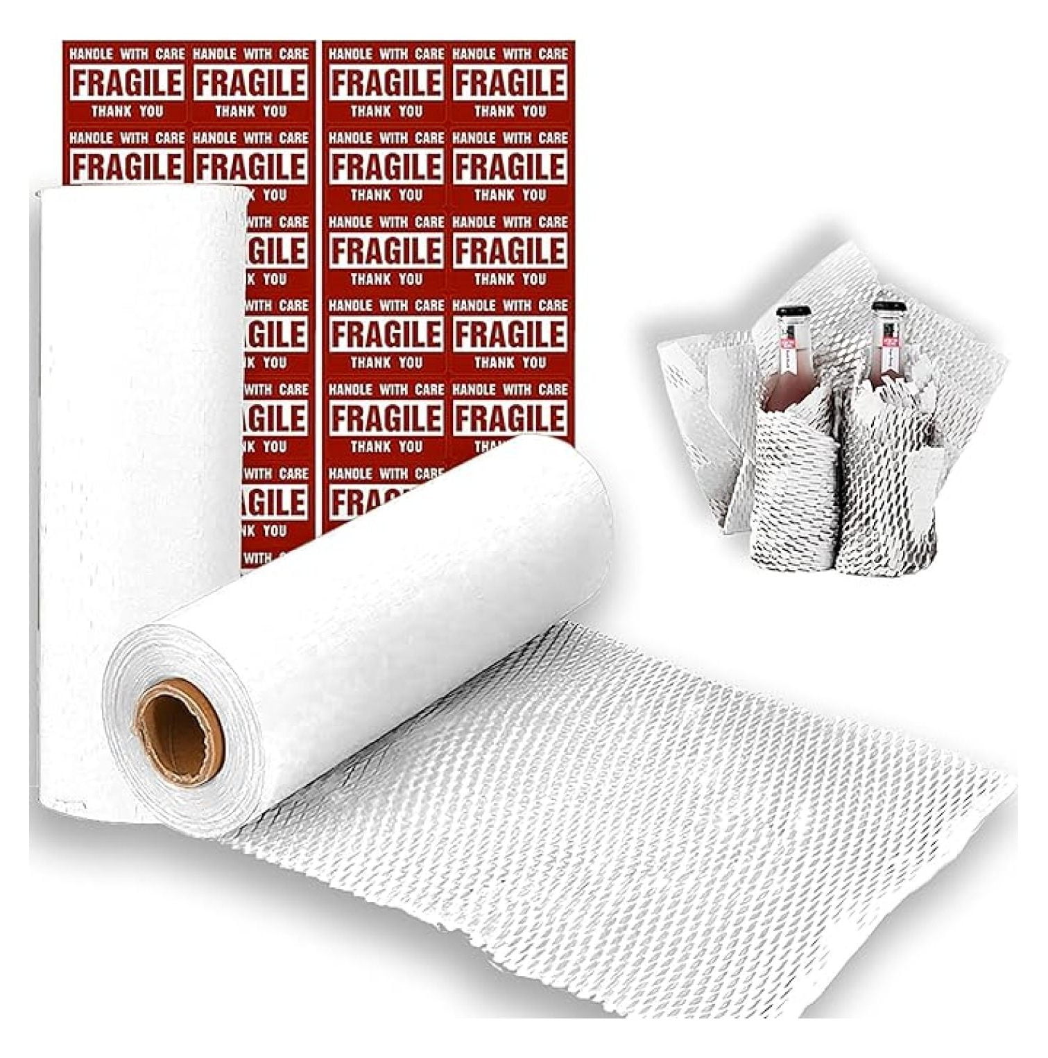 White Honeycomb Wrapping Paper Wrap 15"x131' Sustainable to Bubble Wrap ...