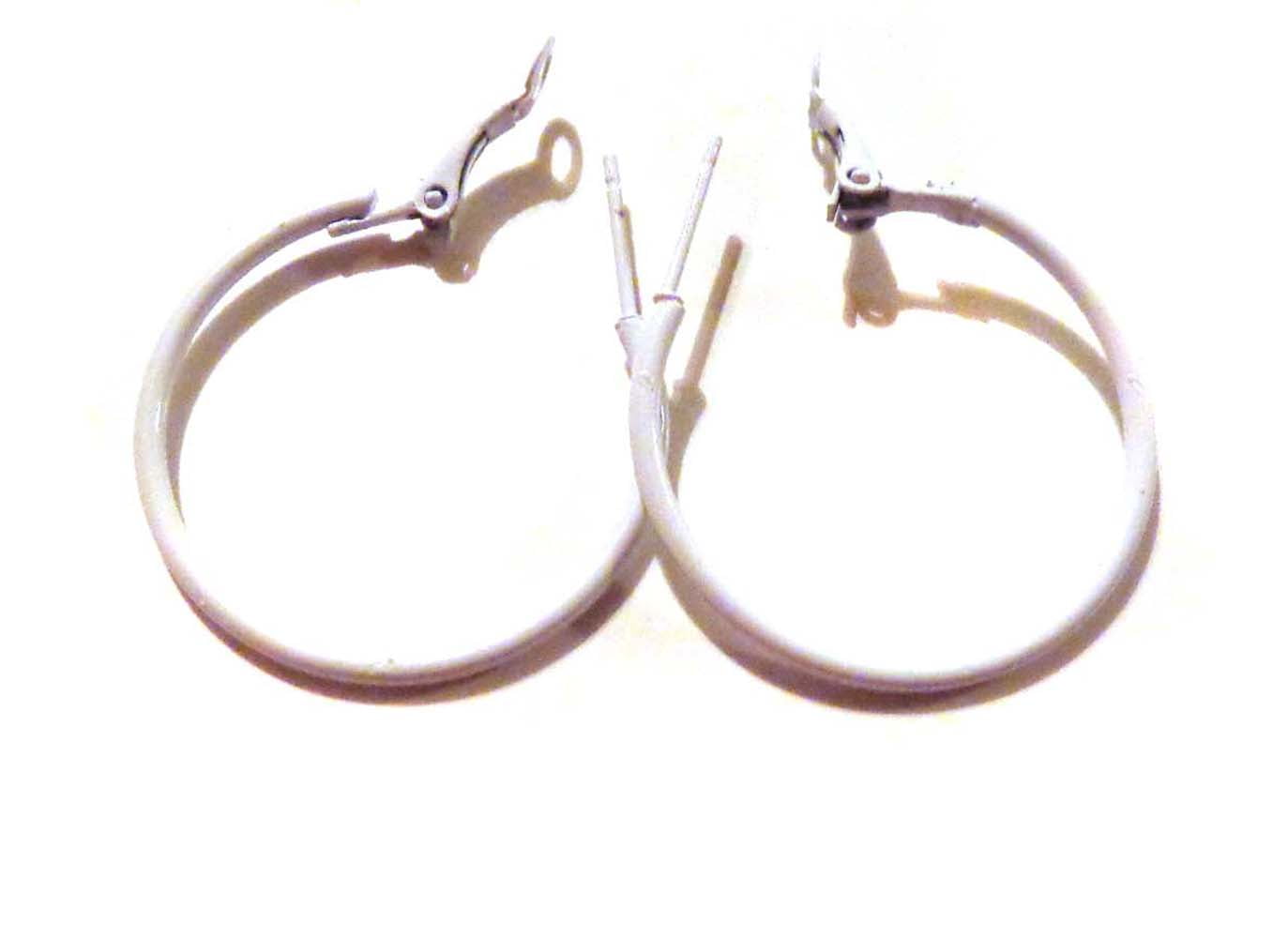 White Hoop Earrings 1 inch Hoop Earrings Classic Thin Hoops - Walmart.com