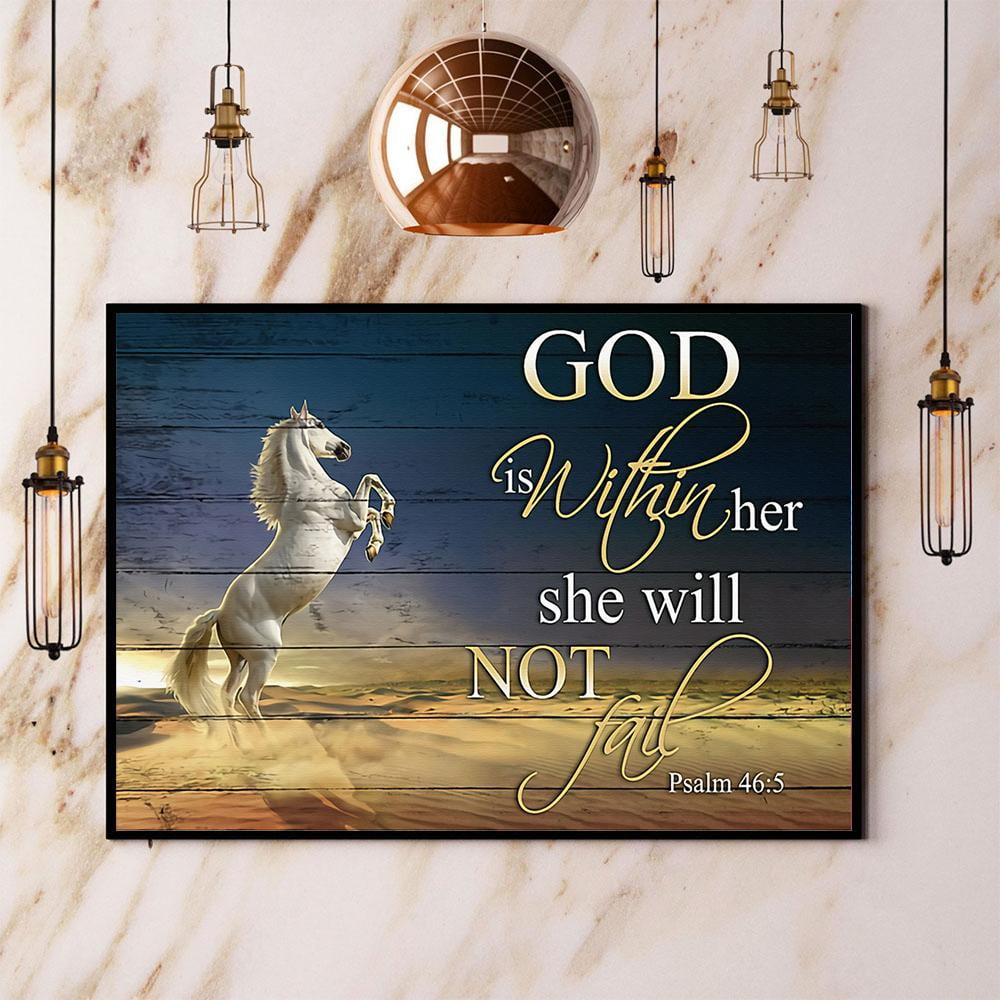 White Horse God Is Within Her She Will Not Fail Paper Poster No Frame ...