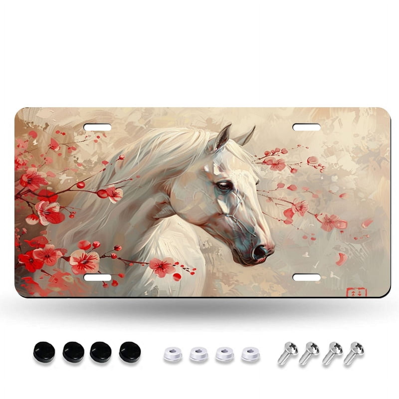 White Horse Head Turned Slightly To The Left Front License Plate ...