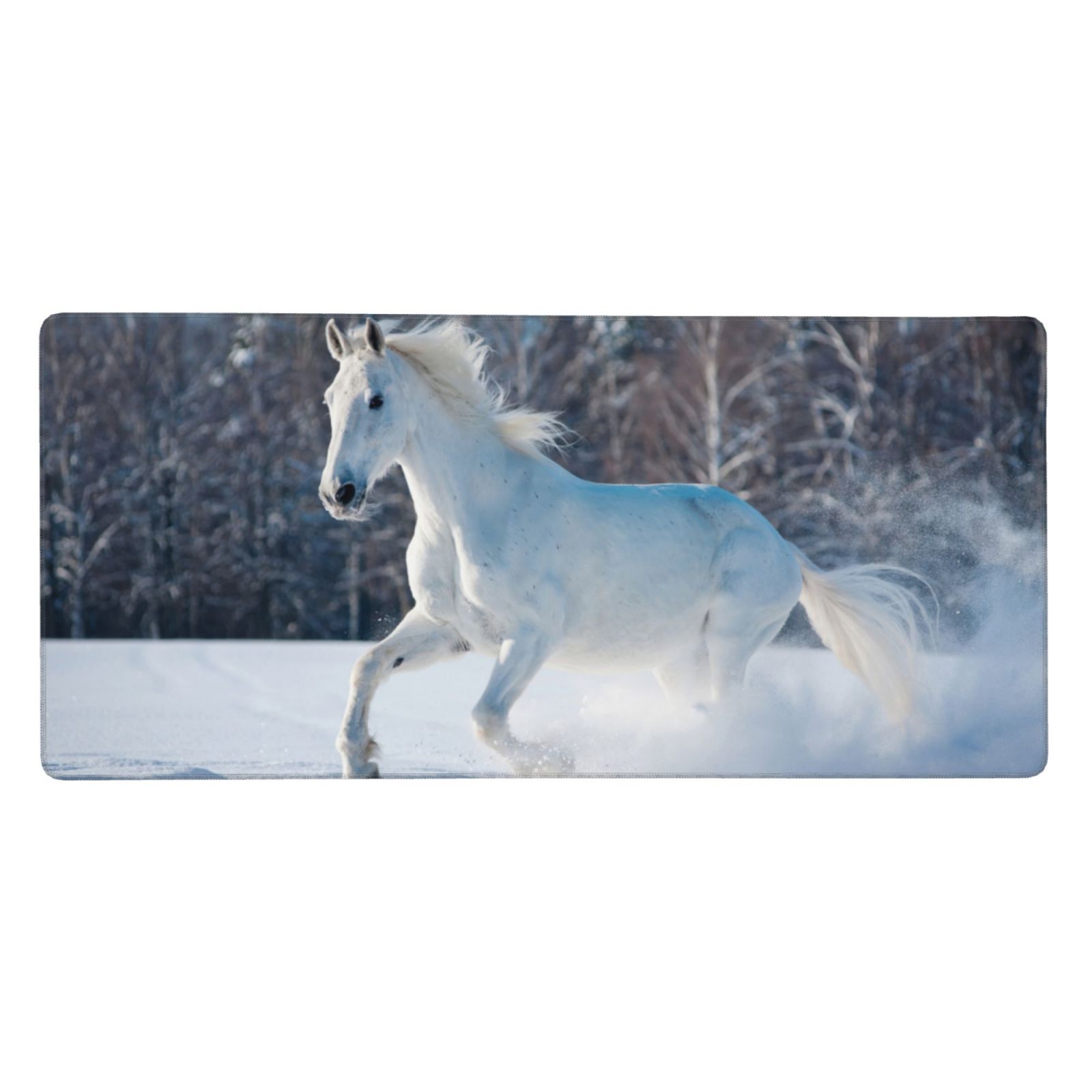 White Horse In Winter Mousepad Large Mouse Pad Desk Pad Computer ...