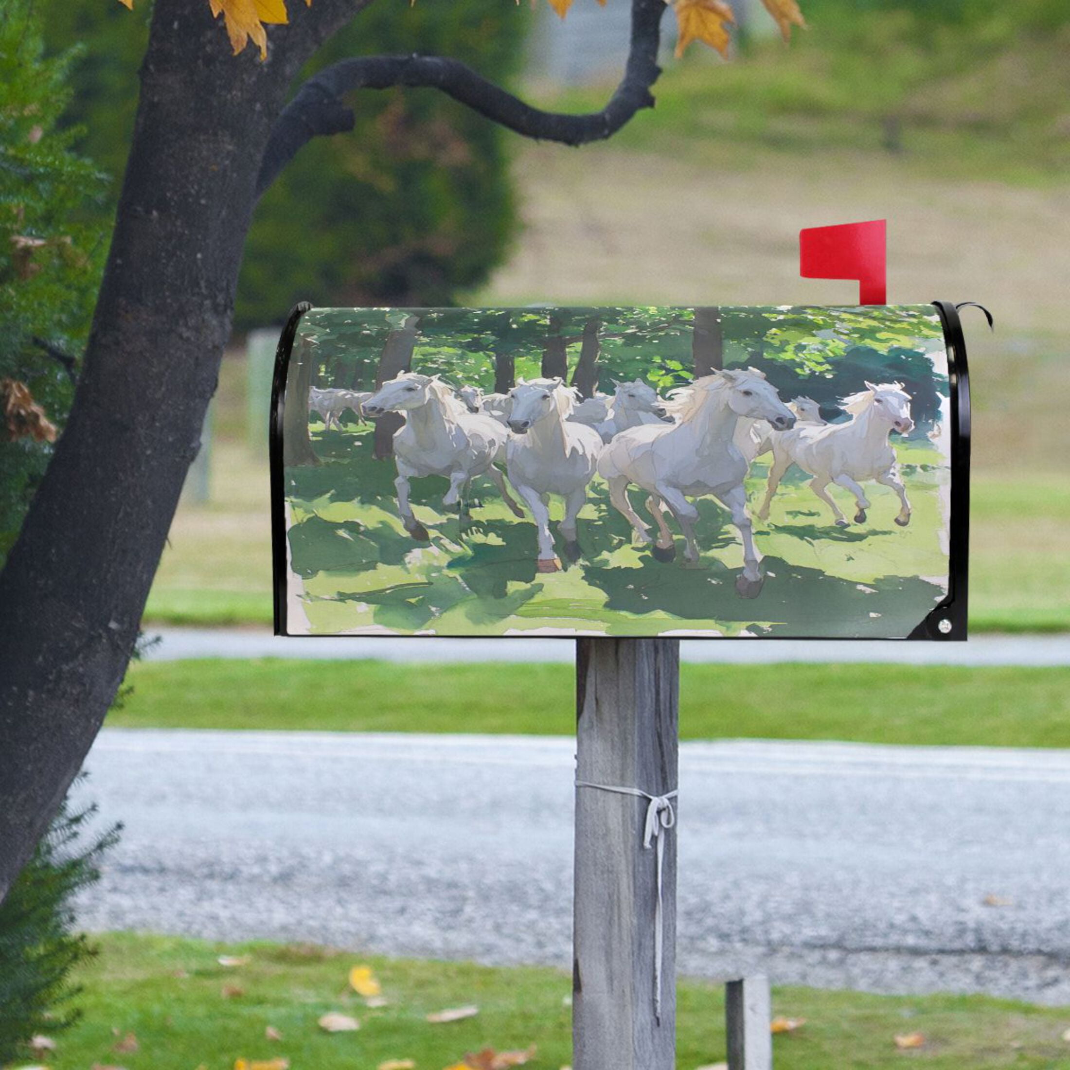 White Horse Magnetic PVC Mailbox Cover, 20.7" x 18" Standard ...