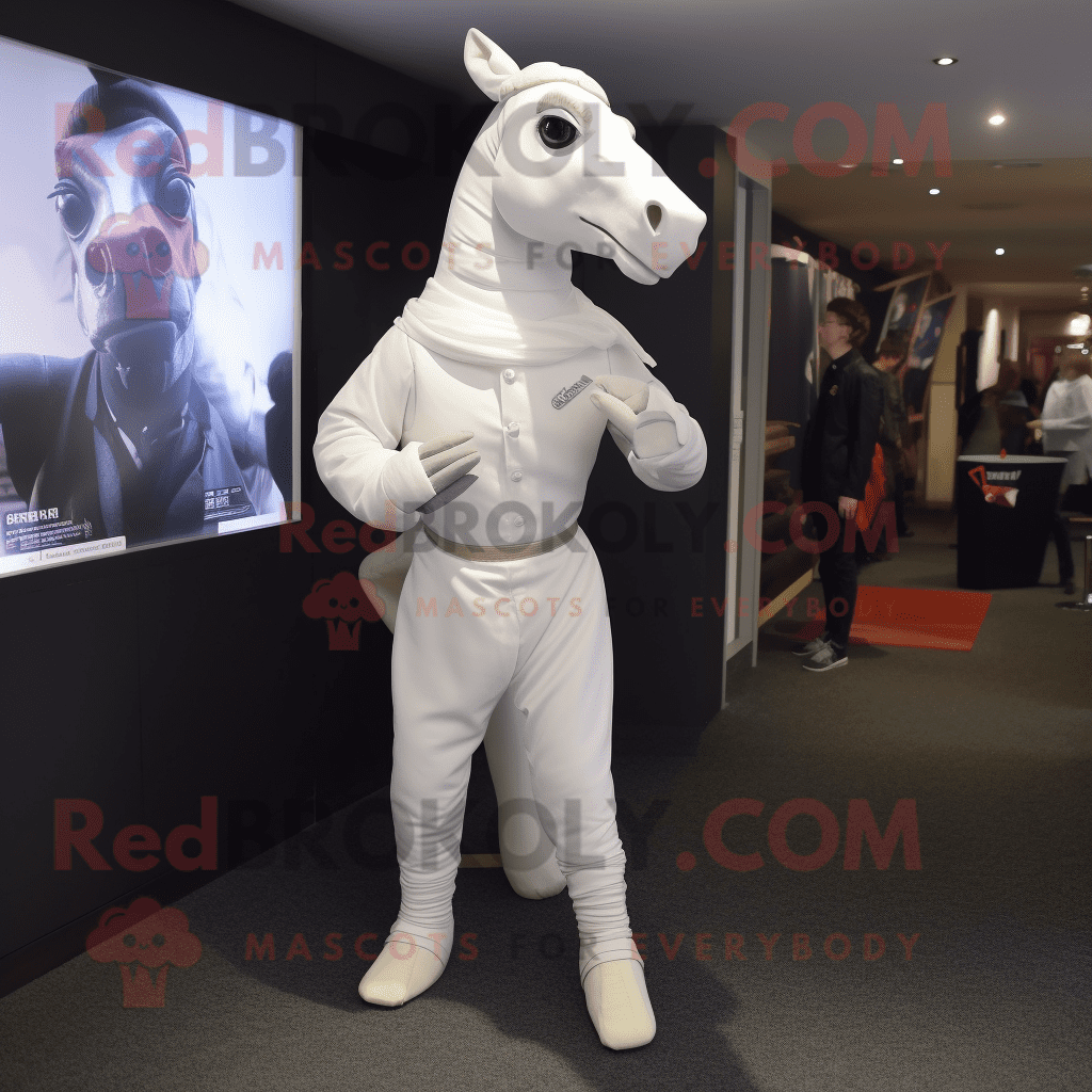White Horse REDBROKOLY mascot costume character dressed with a ...