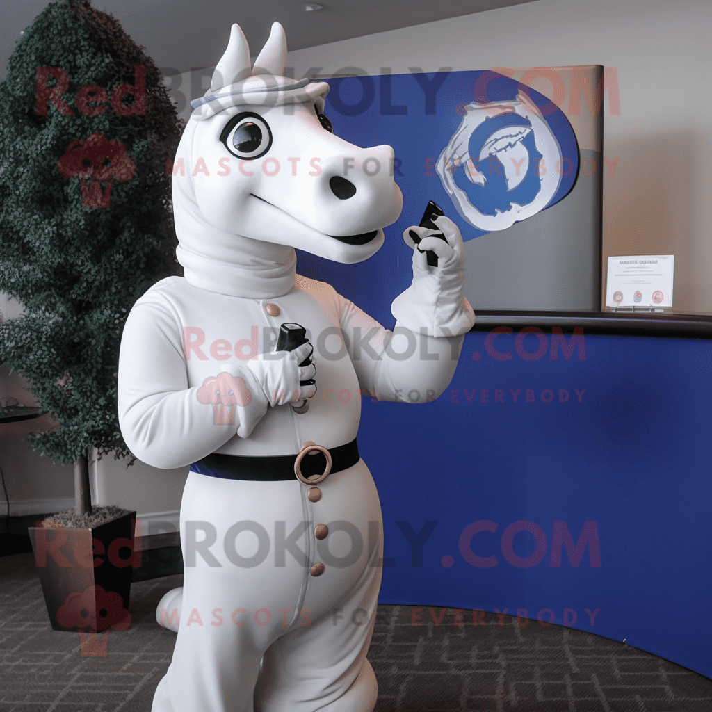 White Horse REDBROKOLY mascot costume character dressed with a ...