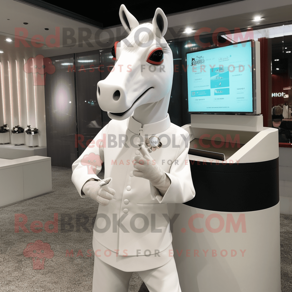 White Horse REDBROKOLY mascot costume character dressed with a ...