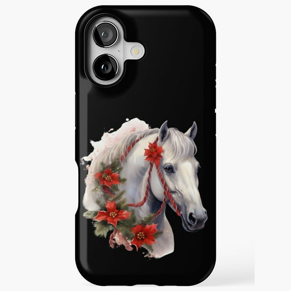 White Horse Red Ribbon Floral Phone Case 17 16 15 14 13 12 11 Pro Max ...