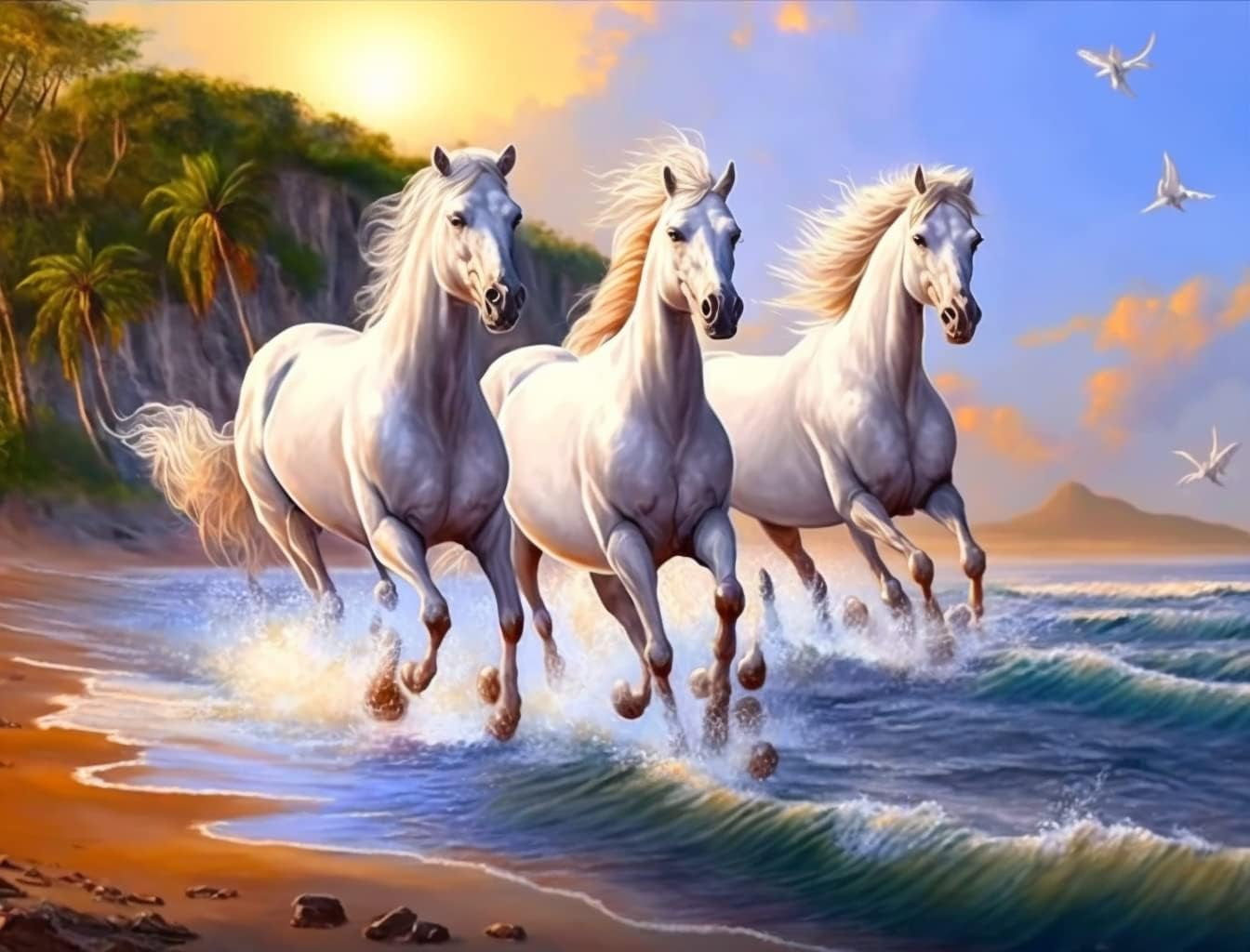 White Horse Running Brain Stimulator 1000 Pieces Jigsaw Puzzle Adult ...