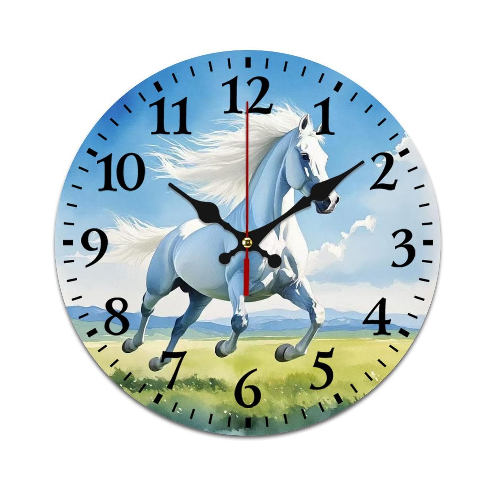 White Horse Running Wall Clock Modern Design Clocks Wall Hanging Home ...