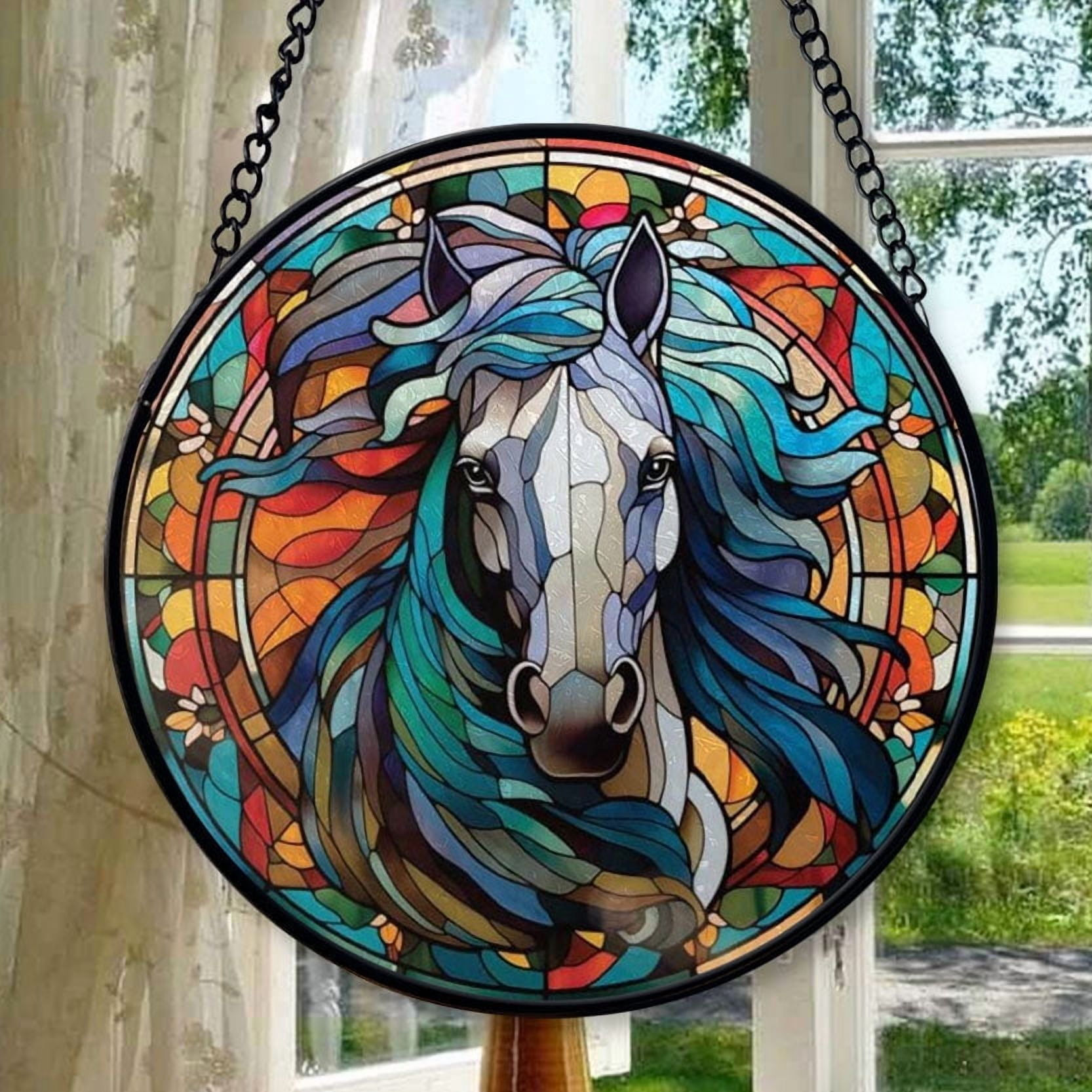 White Horse: Stained Glass-Style Christmas Ornament - Made With Real ...