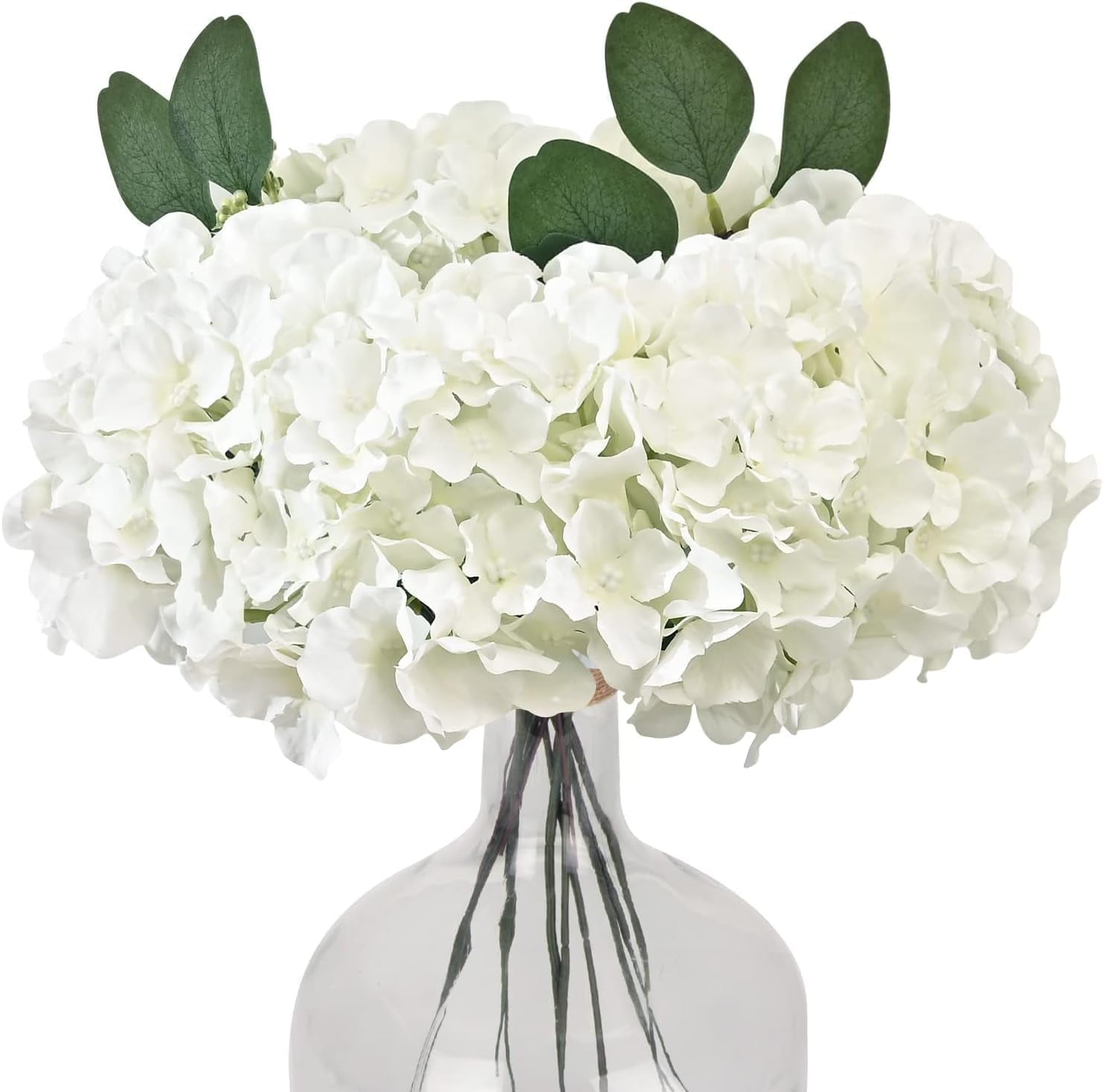 White Hydrangea Artificial Flowers, Faux Hydrangea Flowers with Stems ...