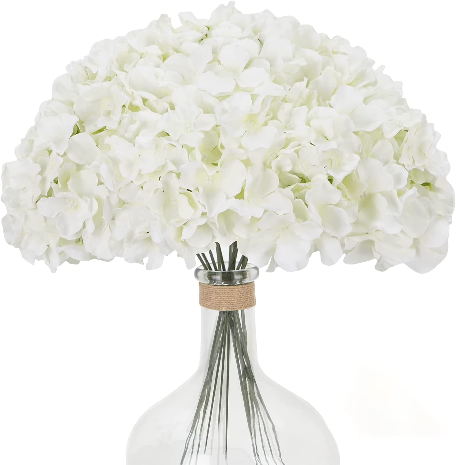 White Hydrangea Artificial Flowers, Faux Hydrangea Flowers with Stems ...