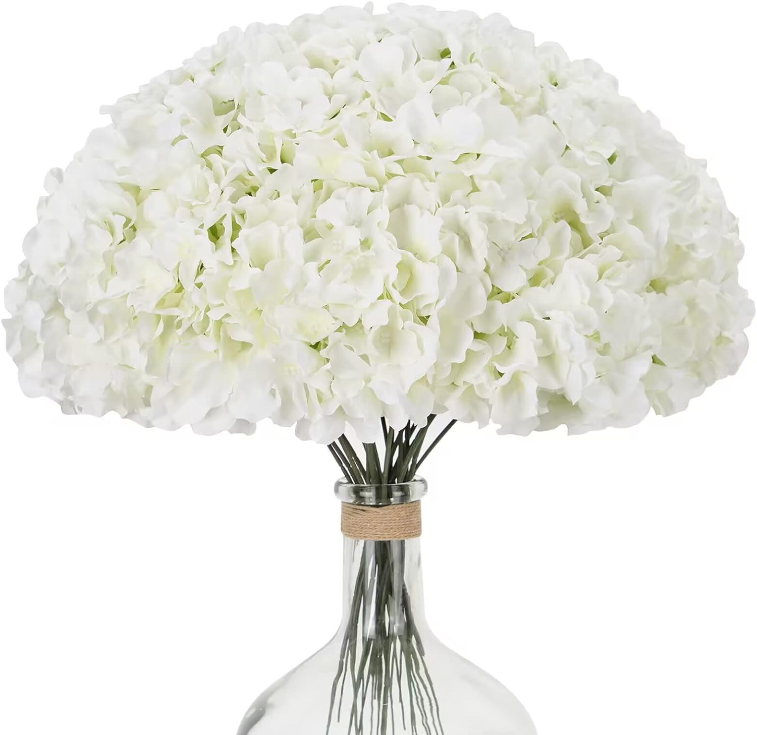 White Hydrangea Artificial Flowers, Faux Hydrangea Flowers with Stems ...
