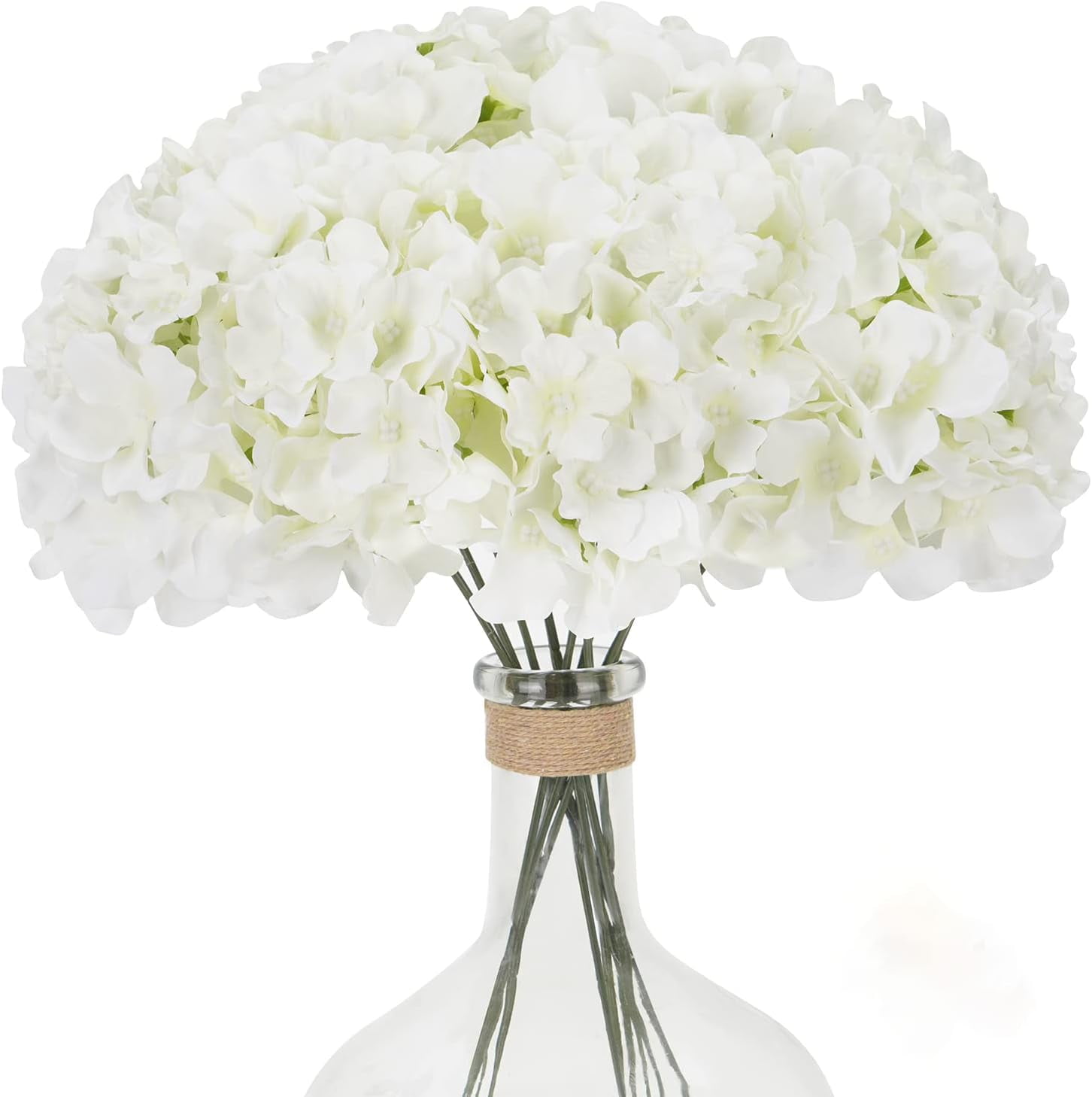 White Hydrangea Artificial Flowers, Faux Hydrangea Flowers with Stems ...