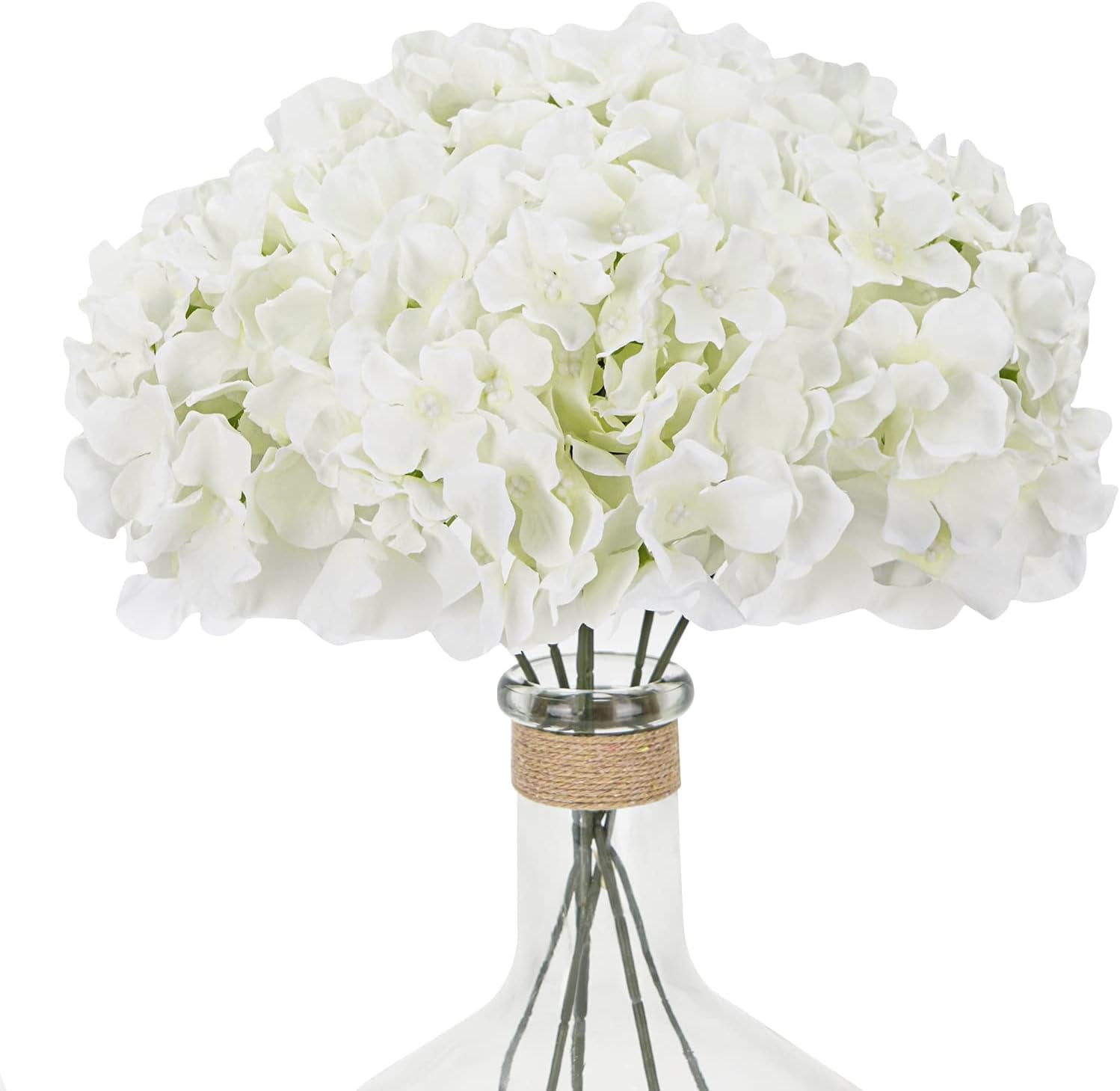 White Hydrangea Artificial Flowers, Faux Hydrangea Flowers with Stems ...