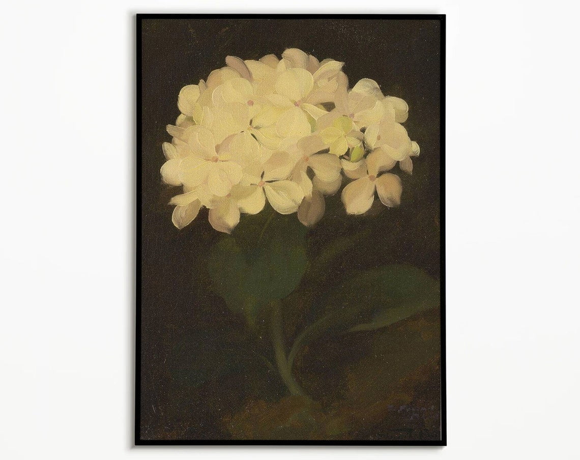 White Hydrangea Painting Poster, Art Prints, Floral Print, Botanical ...