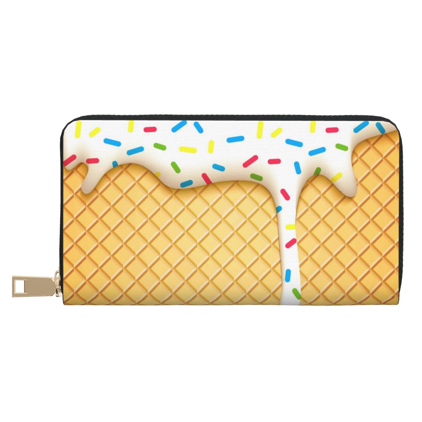 White Ice Cream Wallet Women, Leather Bifold Multi Card Wallet, Women's ...