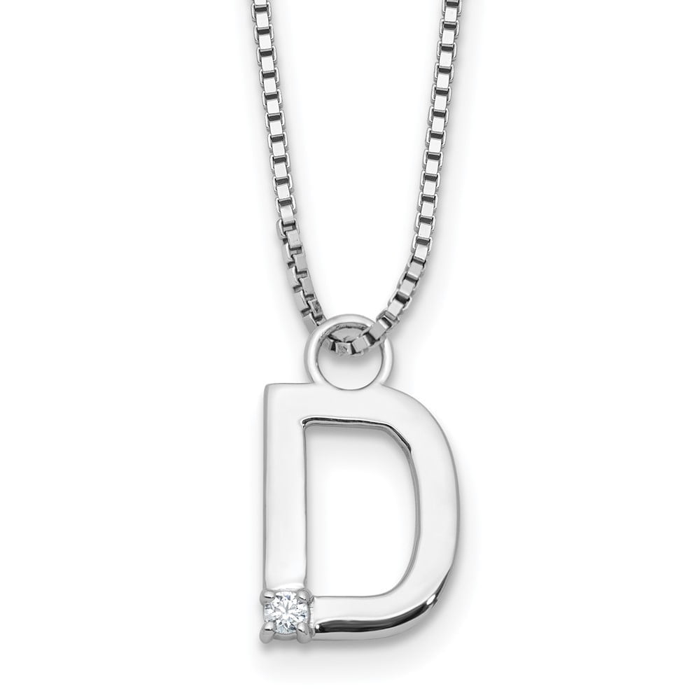 White Ice Sterling Silver Rhodium-plated 18 inch Diamond Letter D ...