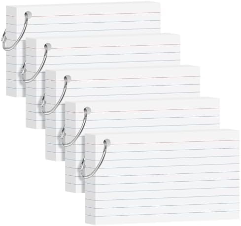 White Index Cards 3x5 Inch Flash Cards with Ring Lined Flashcards ...