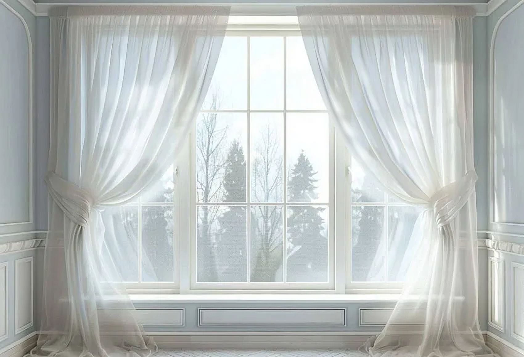 White Indoor Windows Curtain Kid Adult Birthday Wedding Art Portrait r ...