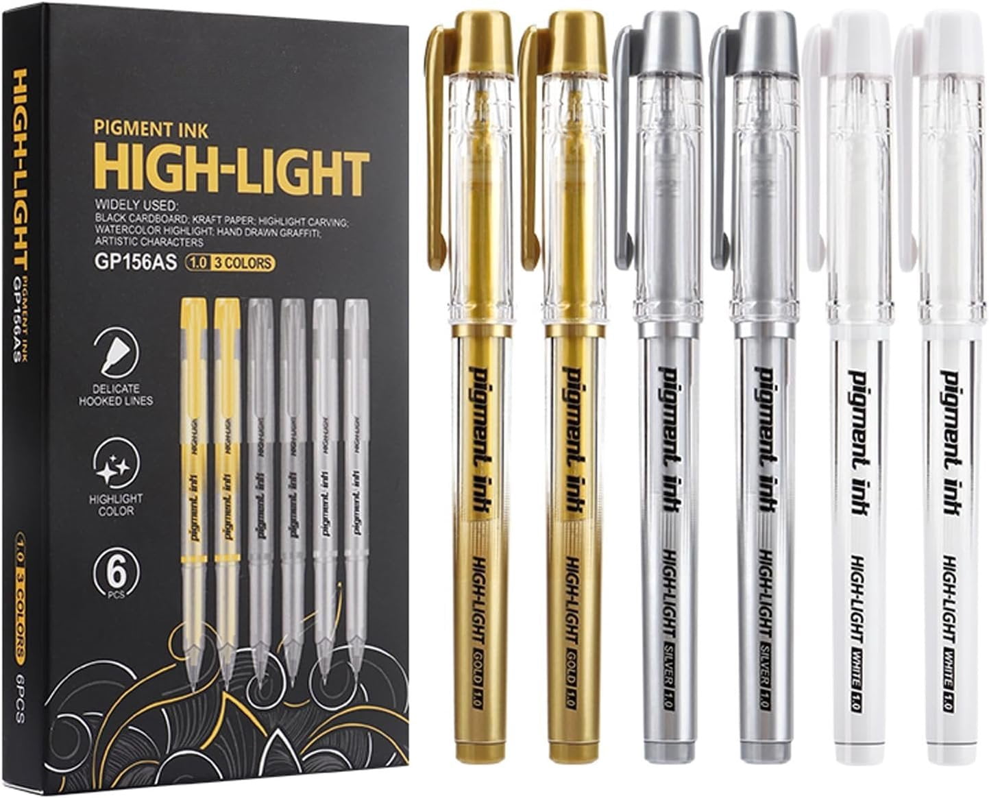White Ink Gel Pens, 1mm Medium Fine Point, Opaque archival Ink Pen for ...