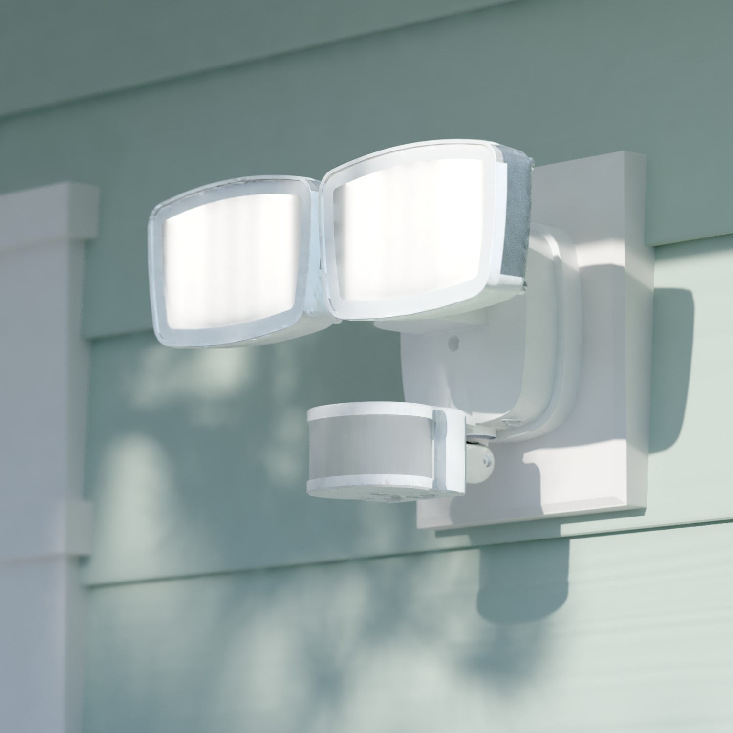 White Integrated LED Motion Sensor Dusk to Dawn Outdoor Security Flood ...