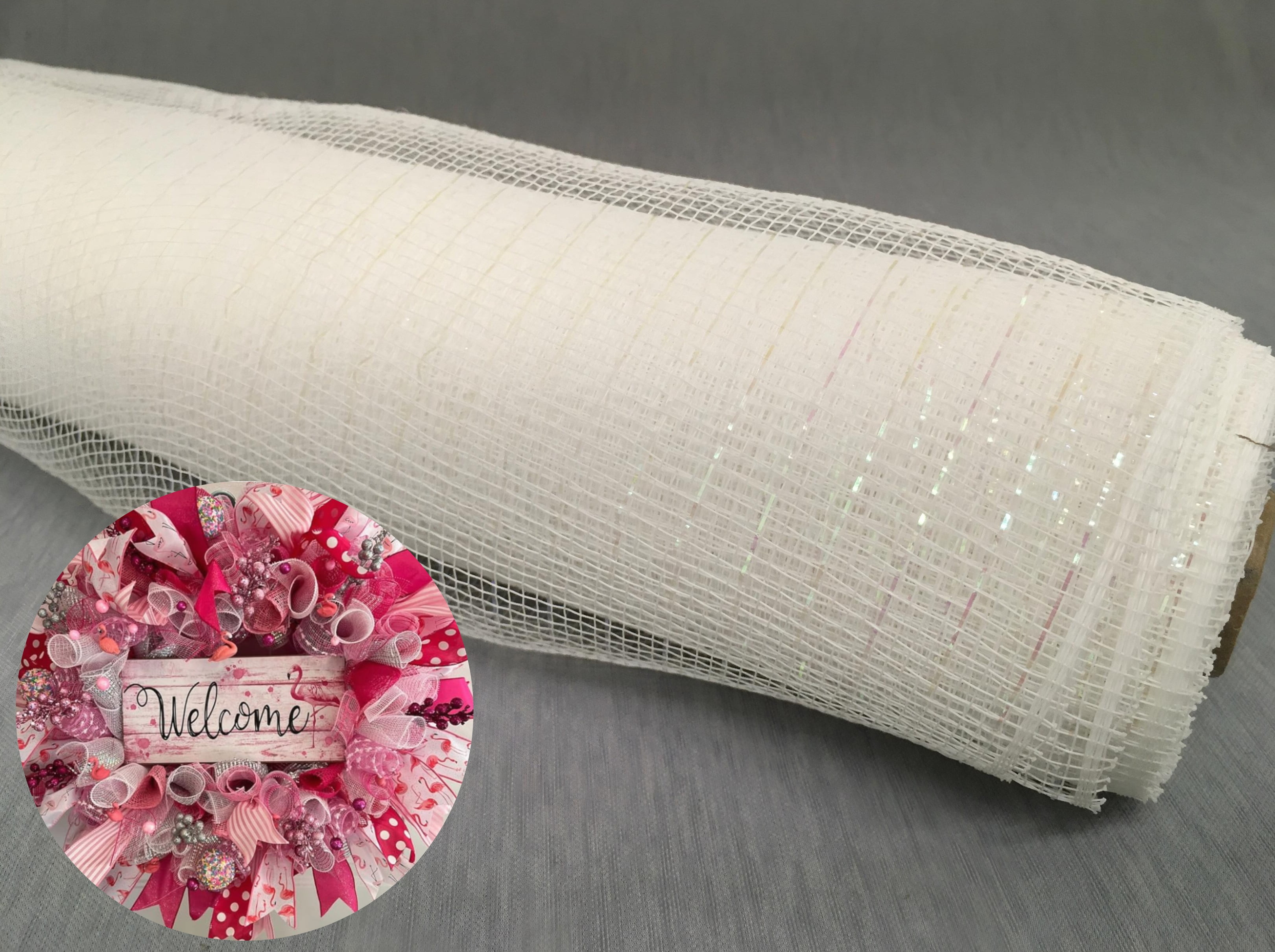 White Iridescent Glitter Poly Mesh Roll 21" x 30 Ft - Walmart.com