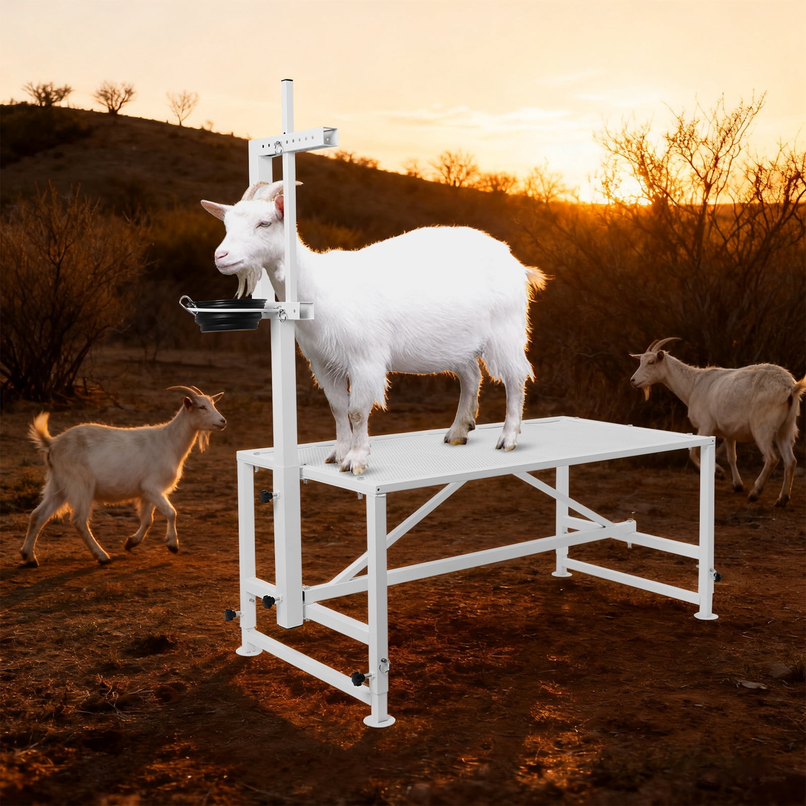 White Iron 119x58cm Livestock Rack 47-Inch Adjustable Milking Rack ...