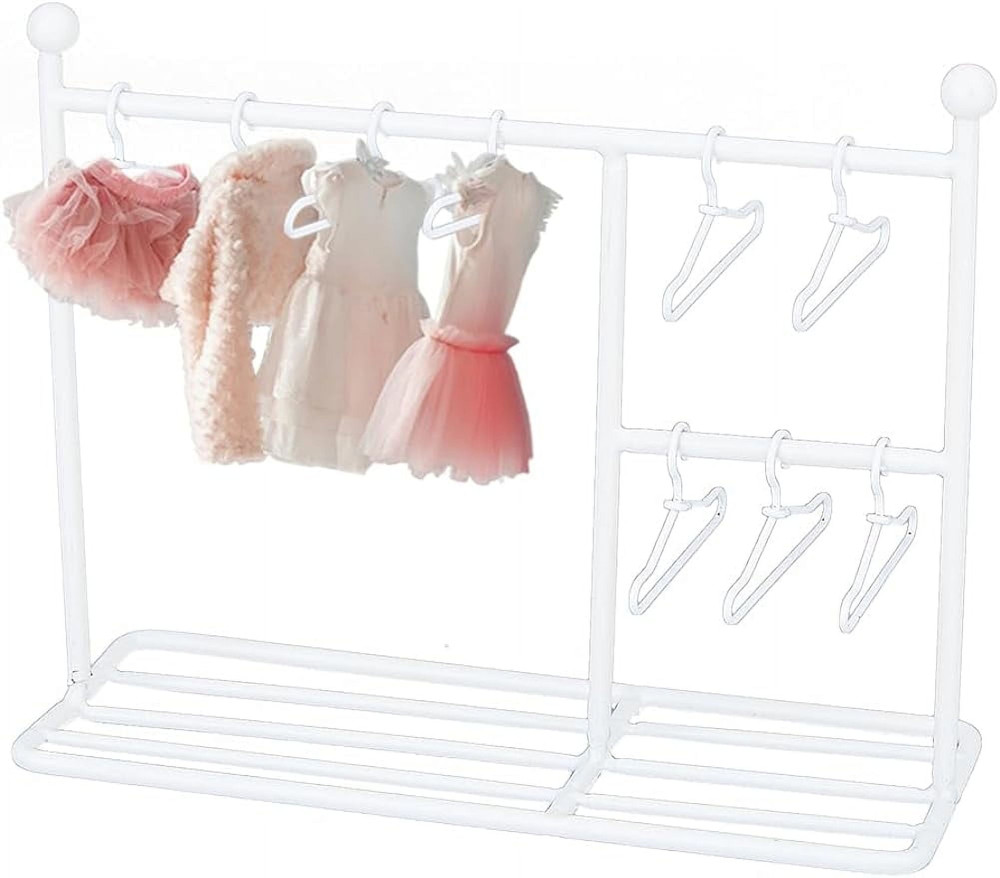 White Iron Clothe Hanger Rack with 10Pcs Mini Hanger Garment Rack with ...