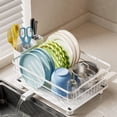 White Iron Dish Drying Rack with Draining Tray for Kitchen Counter ...