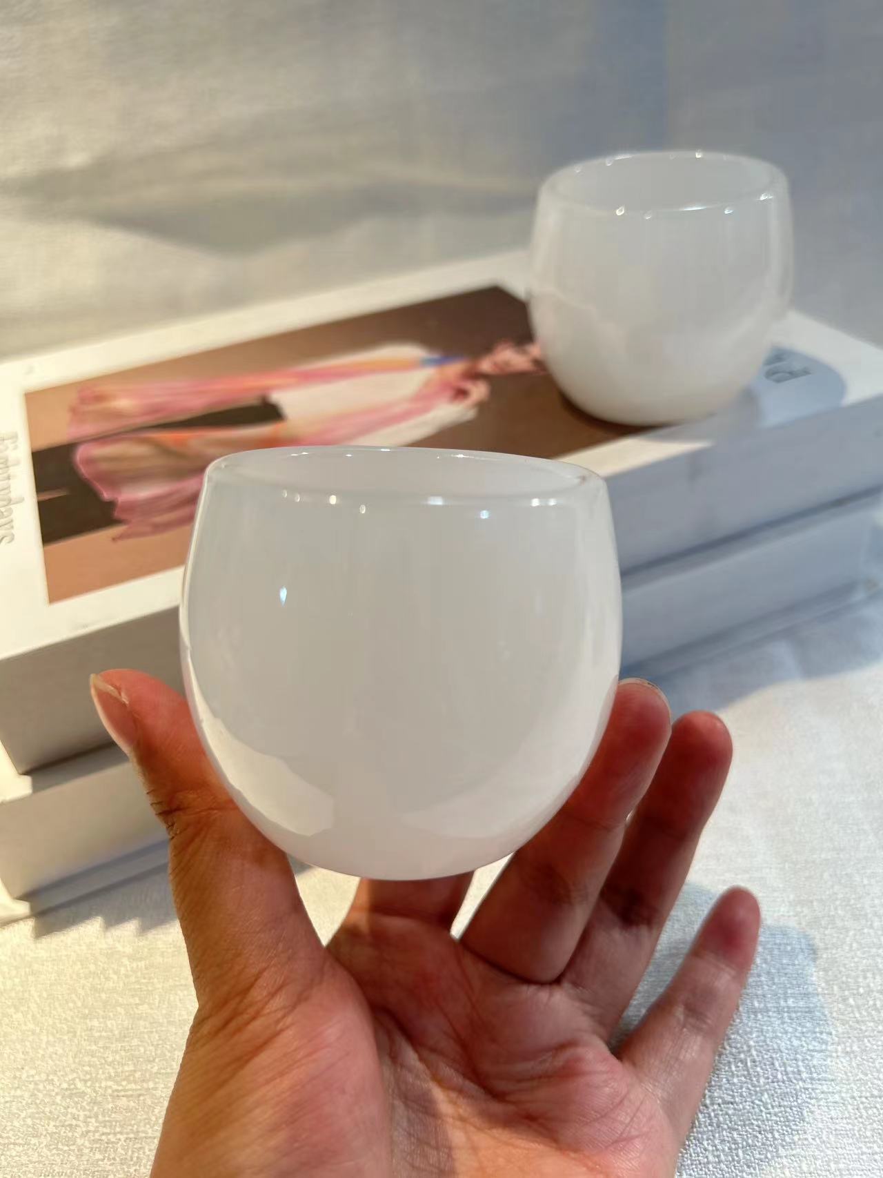 White Jade Glass Tea Set Suit Jade Porcelain Small Teacup Household ...