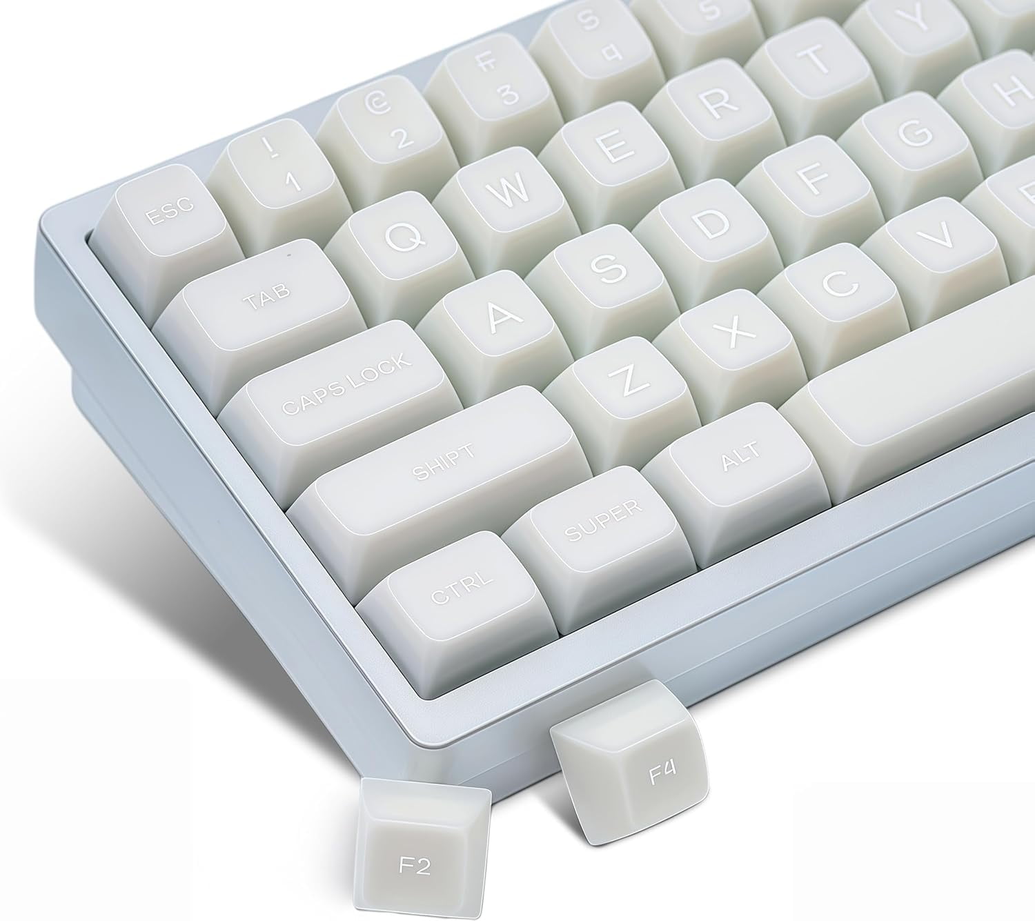 White Jade keycaps PBT,Ceramic Key caps Style,Translucent Keyboard ...