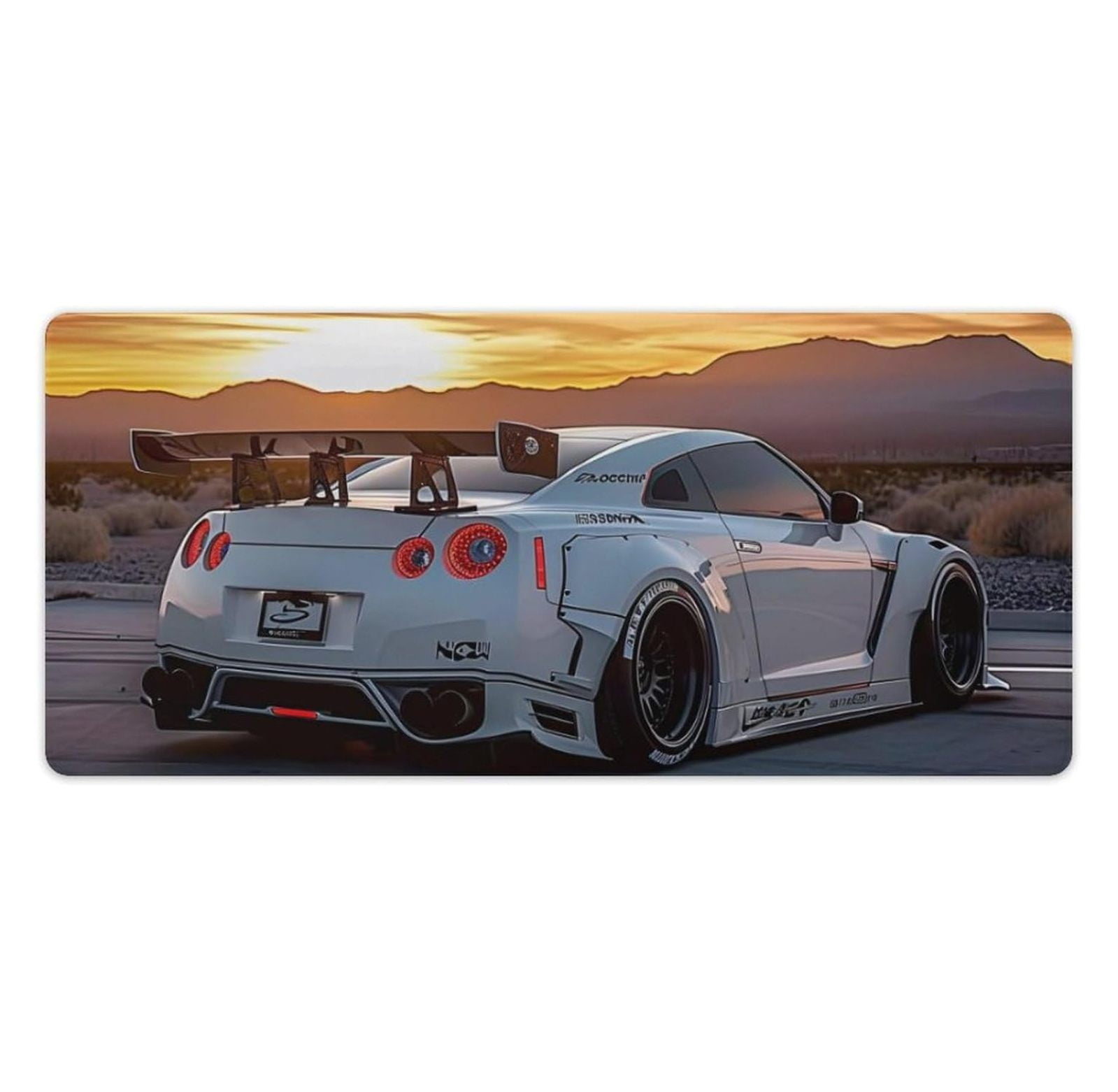 White Jdm Car R35 Sunset Large Gaming Mouse Pads Non-Slip Rubber Base ...