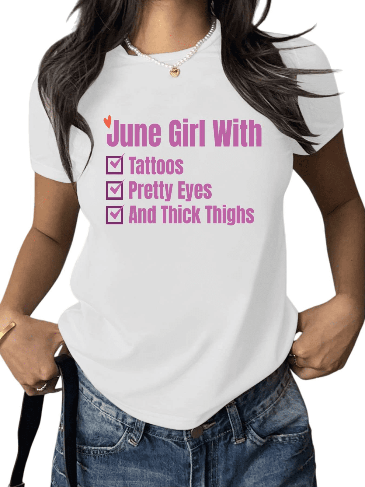 White June Girl With Tattoos Pretty Eyes And Thick Thighs Print Tshirt ...